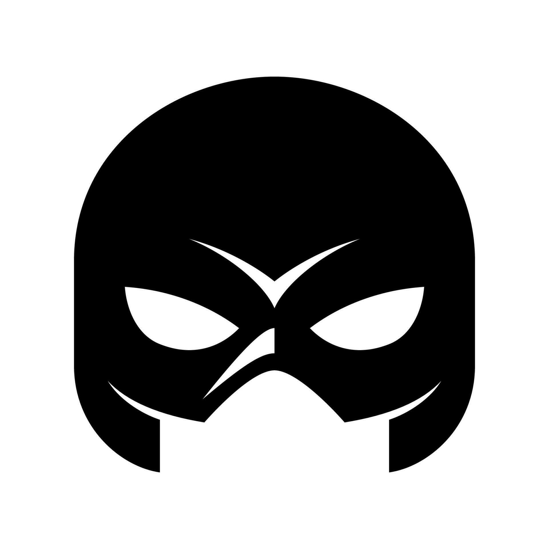 Super hero mask black icon. Superhero face masque and masking cartoon character. Comic book mask ...