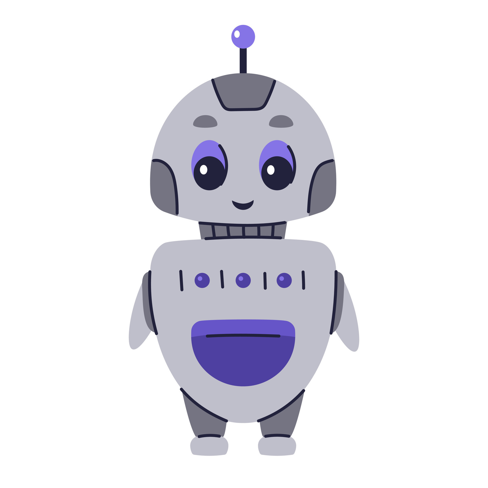 Cute Robot Character Chatbot Ai Bot Mascot Digital Cyborg