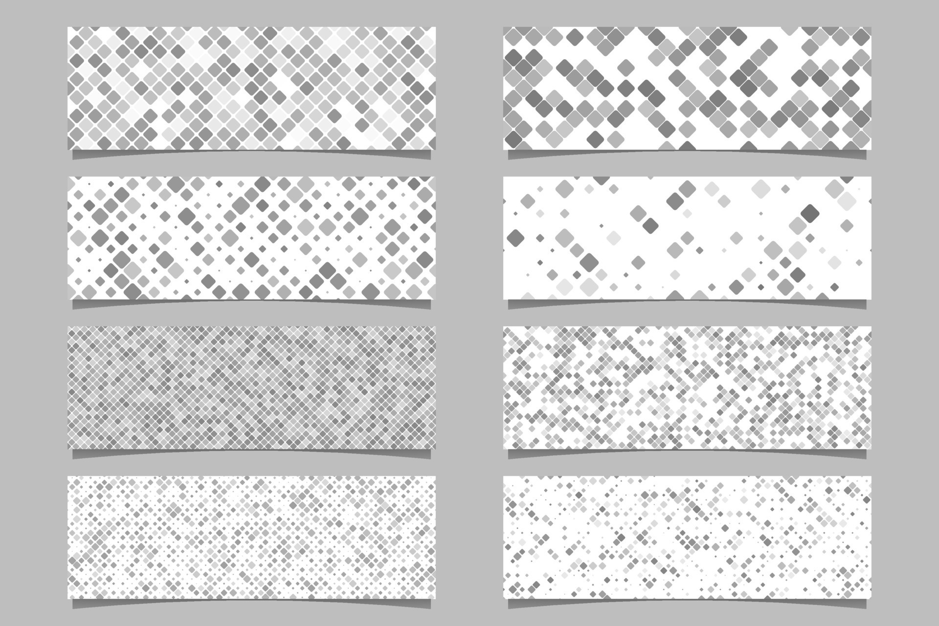 Abstract Modern Diagonal Rounded Square Pattern Banner Background Set Vector Graphic Design