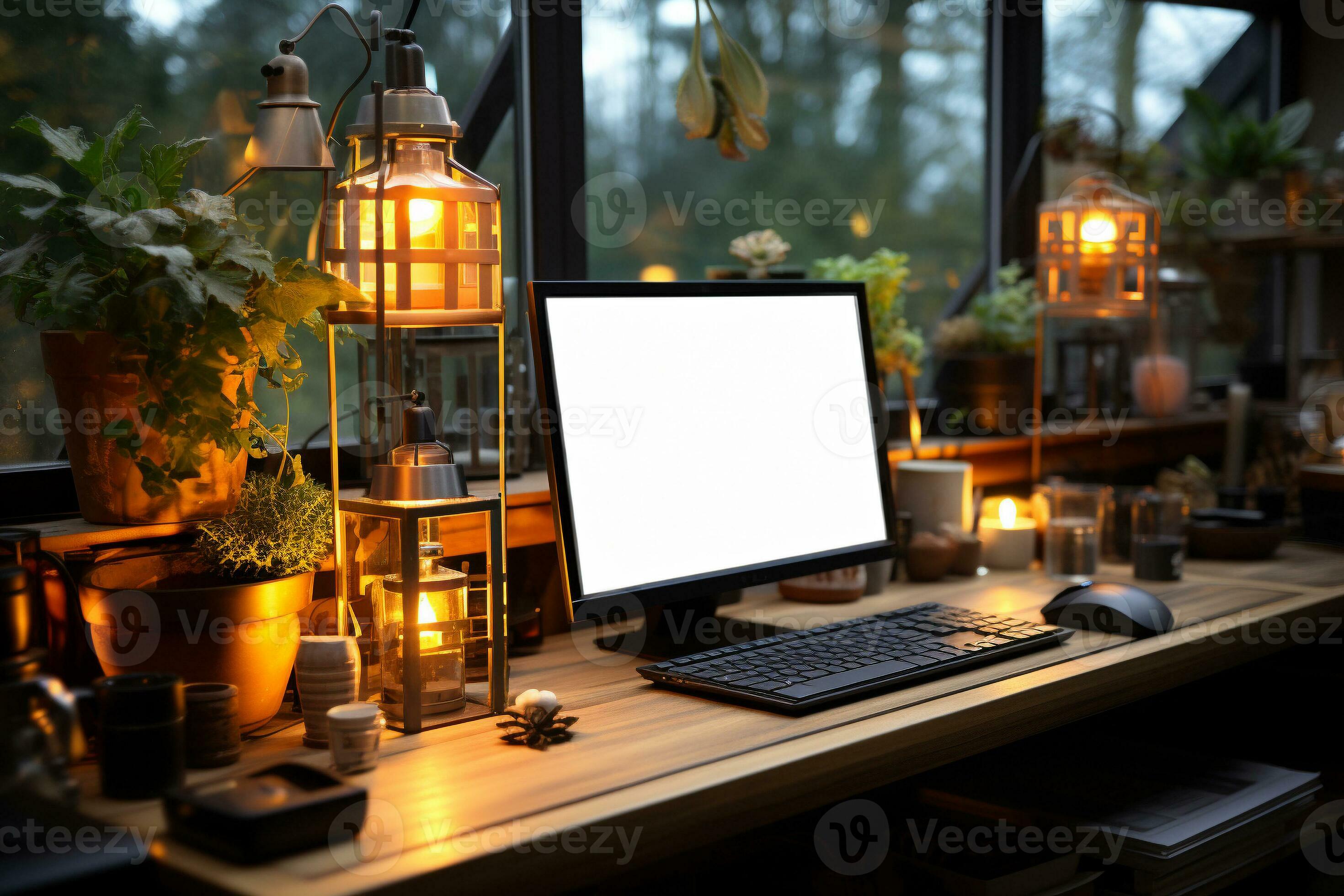 AI generated Laptop mockup, white screen for use. generative ai ...