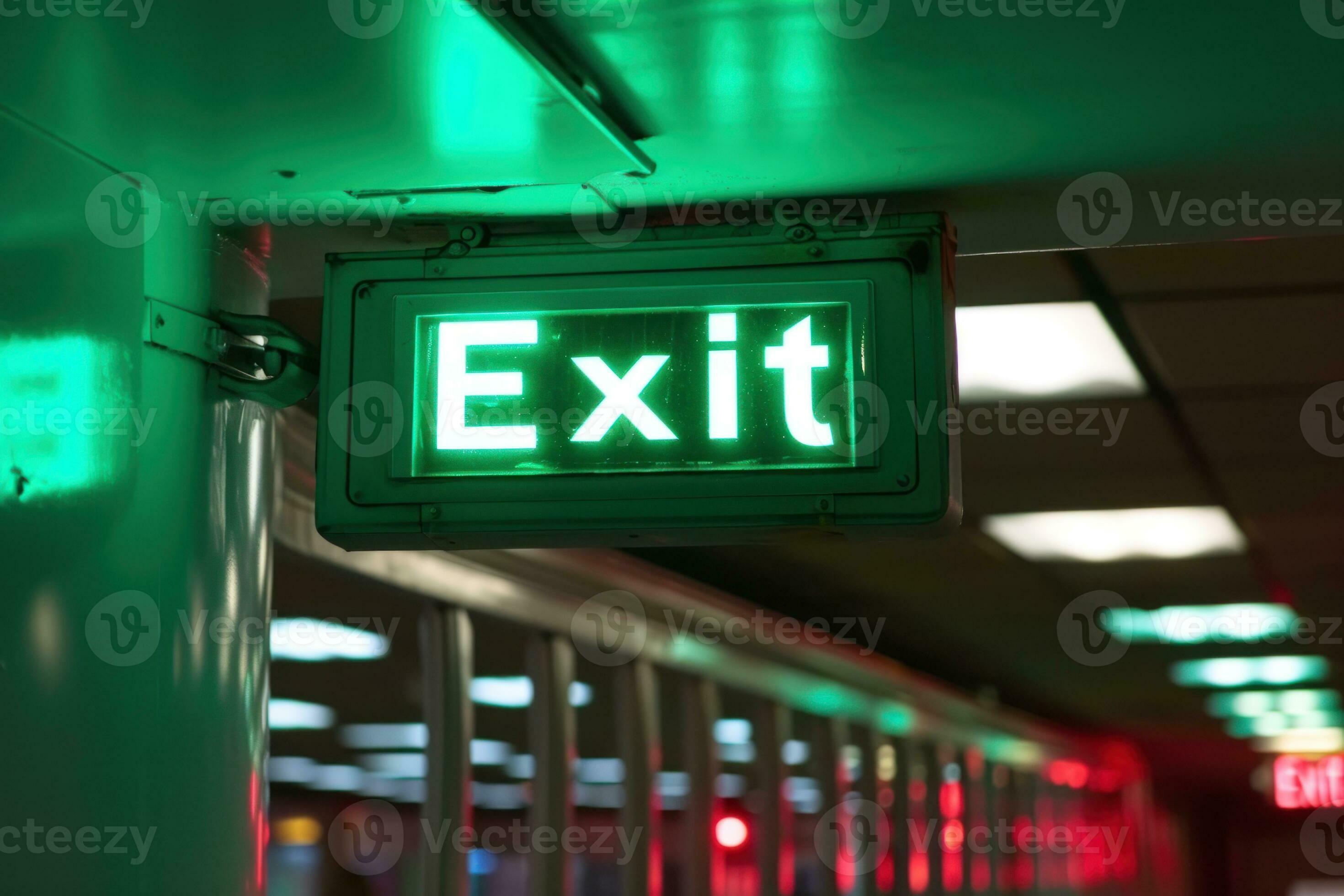 AI generated Exit sign glowing in green. Generative AI 36360452 Stock Photo at Vecteezy