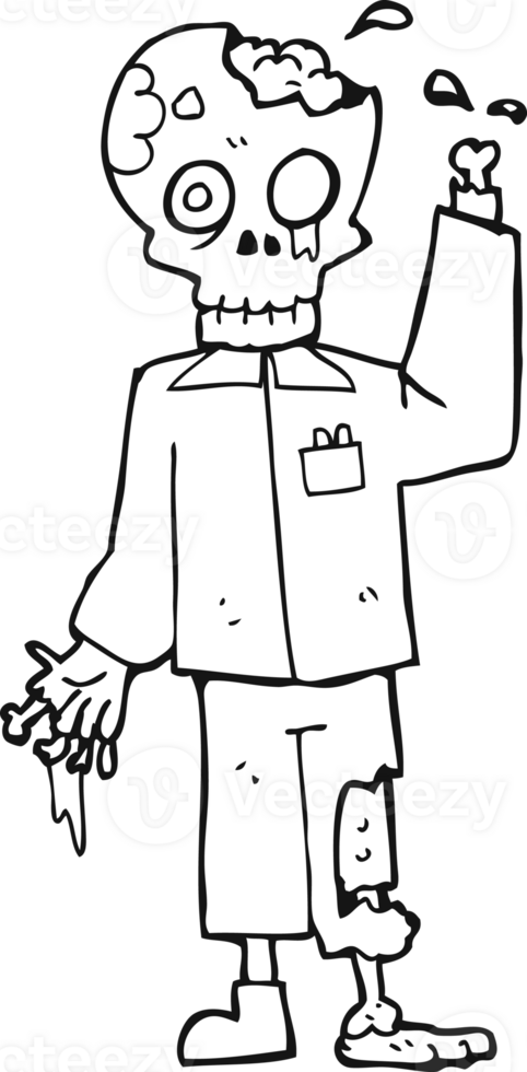 Preto E Branco Desenho Animado Zumbi 36360852 Png