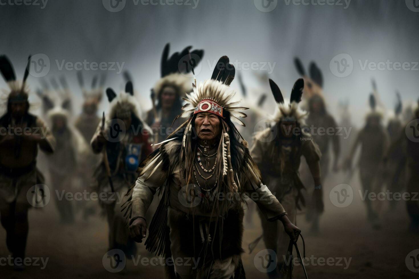 Ai Generated Native Americans Warriors Performing Traditional War