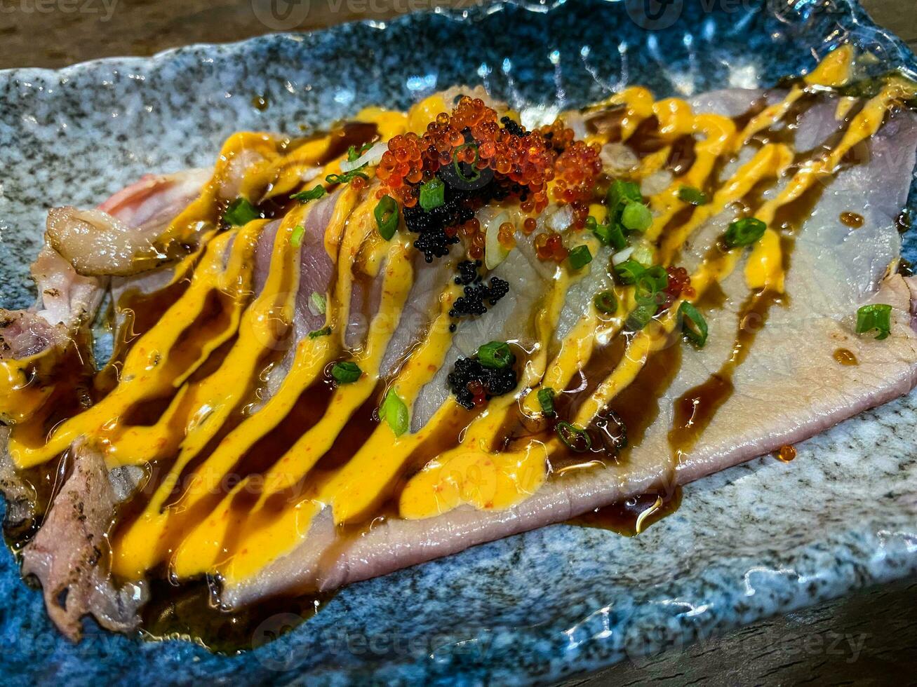 Touched medium rare sliced authentic grade Japanese wagyu beef sushi ... Touched medium rare sliced authentic grade Japanese wagyu beef sushi ...
