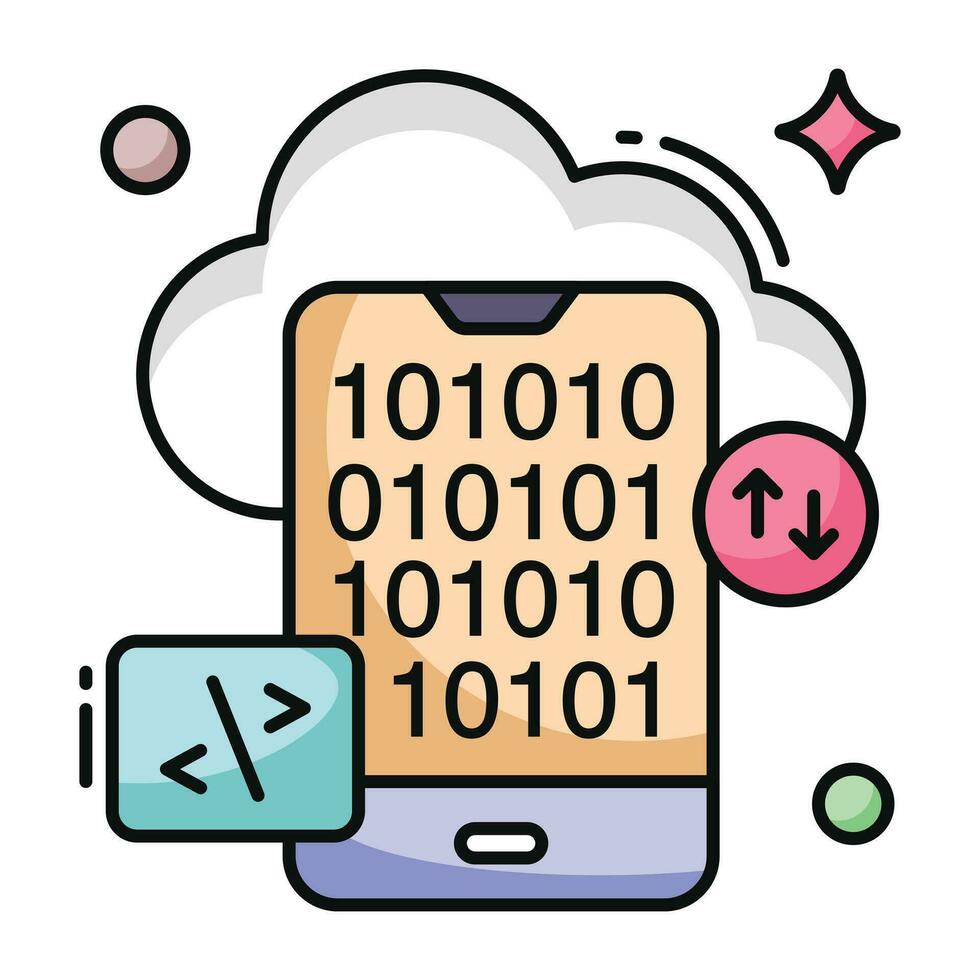 An icon design of mobile binary code 36372826 Vector Art at Vecteezy