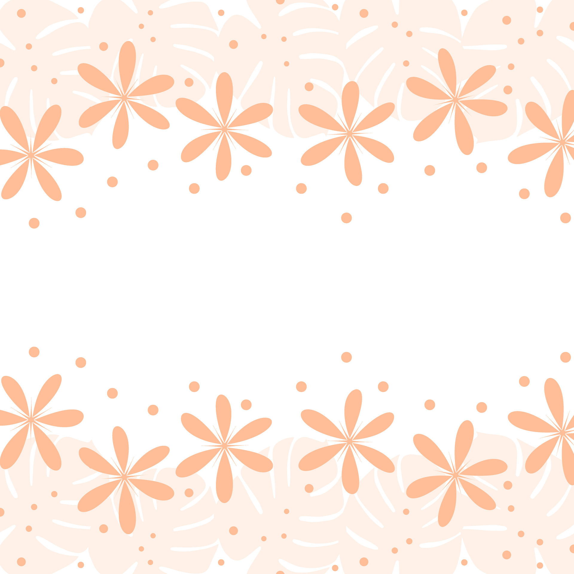 Abstract double sided flower frame with top and bottom borders with ...