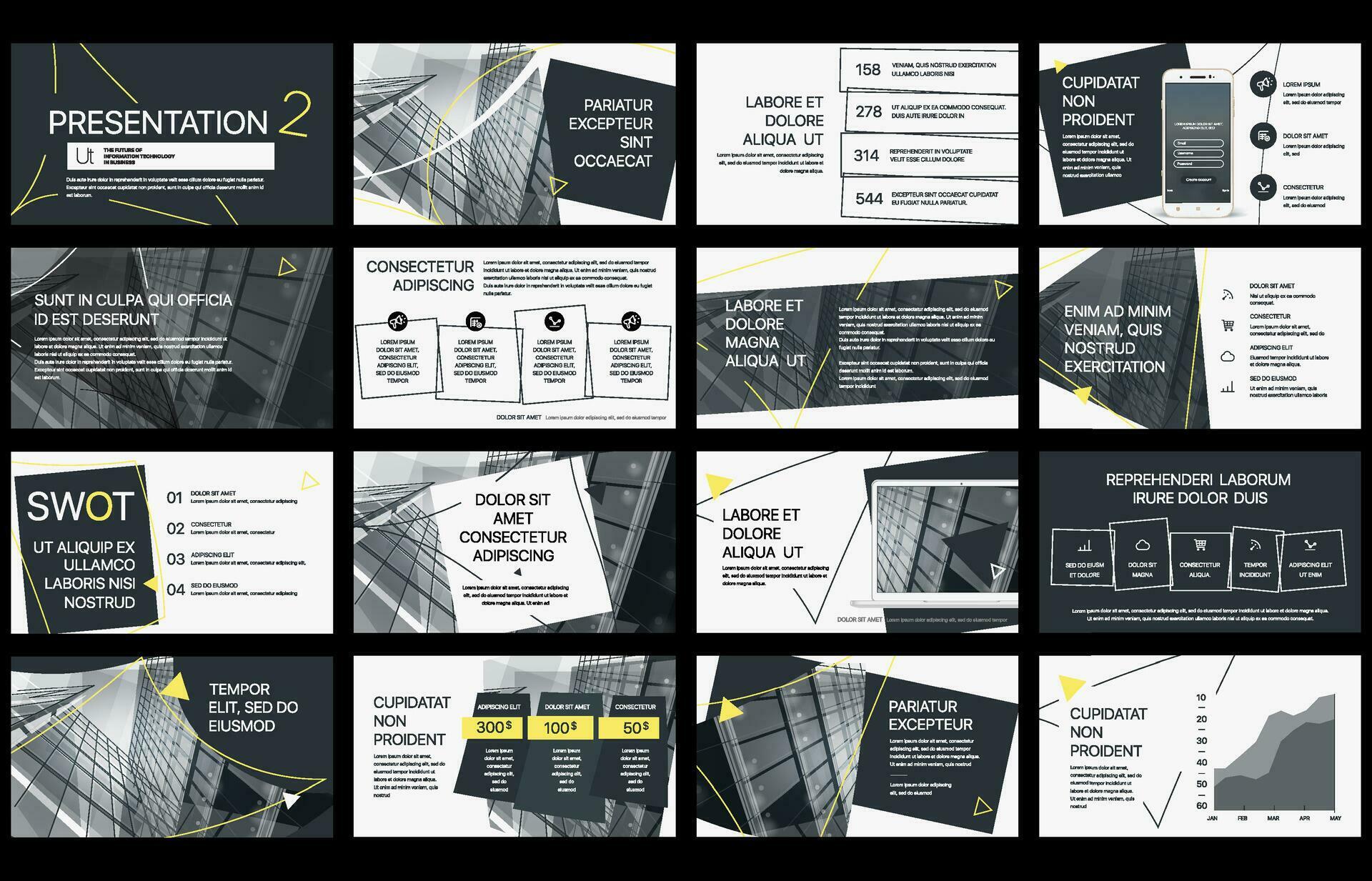 Geometric presentation templates. Infographic elements on white ...