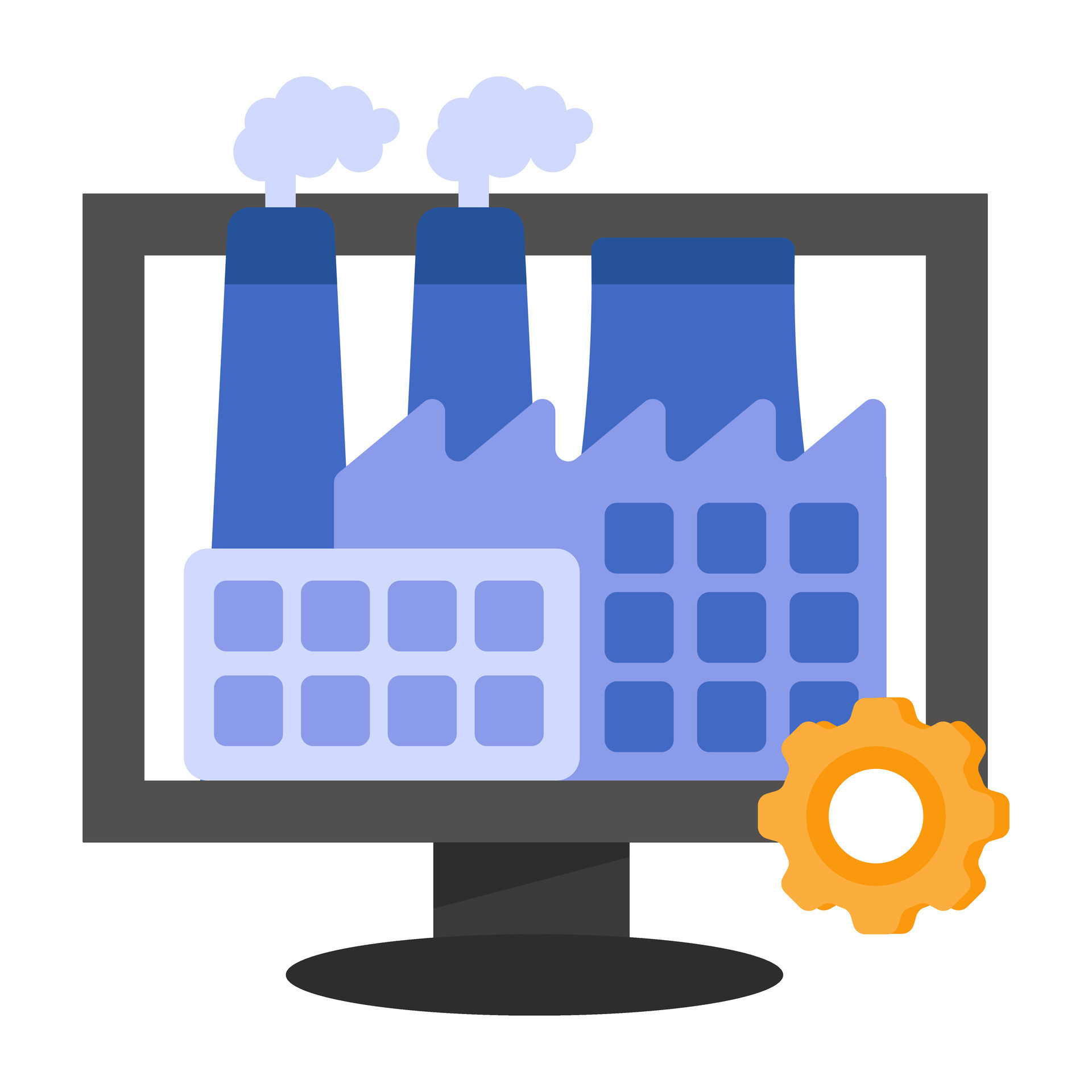 Conceptual Flat Design Icon Of Digital Industry 36373875 Vector Art At Vecteezy
