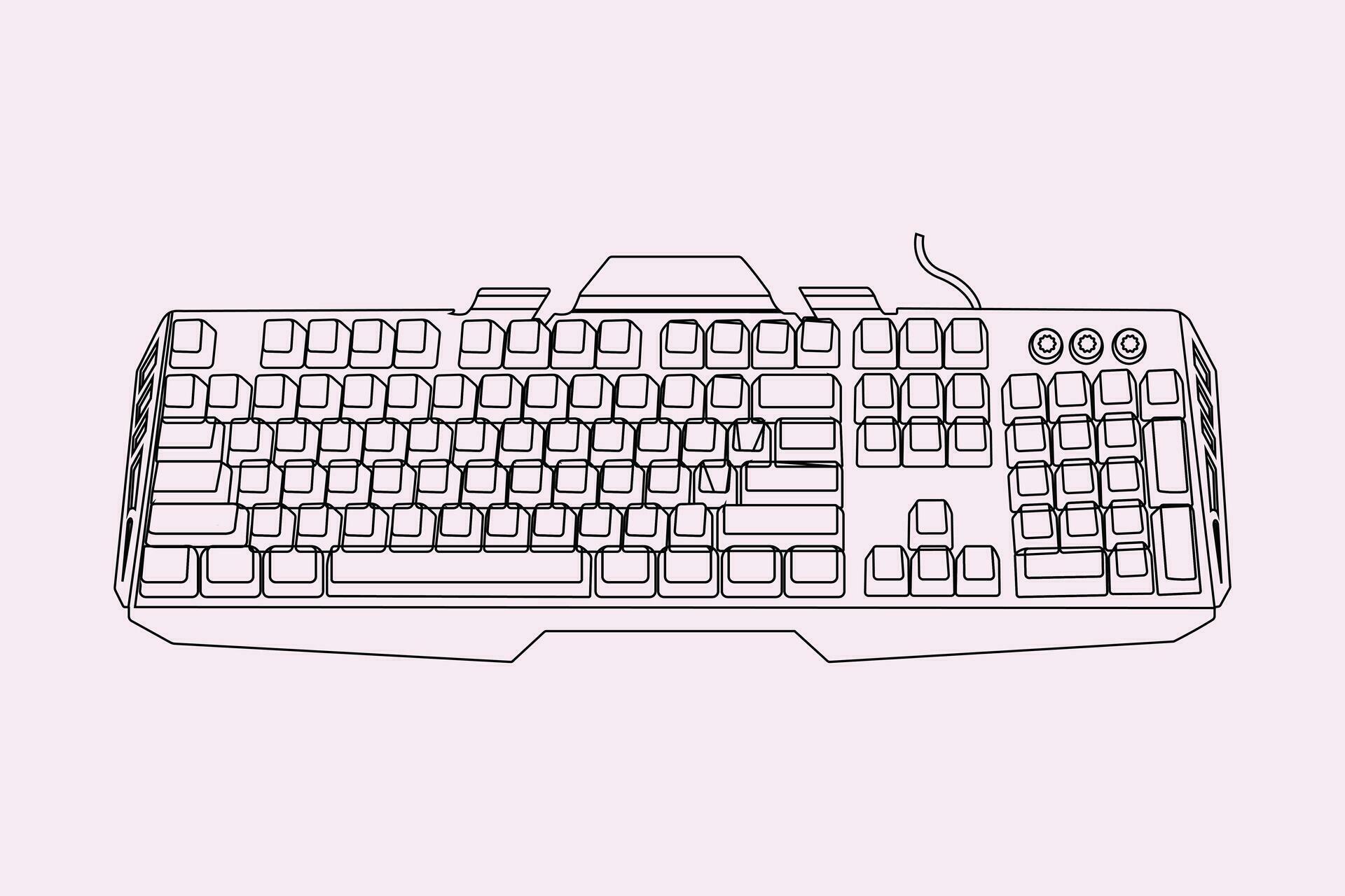Gaming keyboard top view isolated on Background vector illustration eps ...