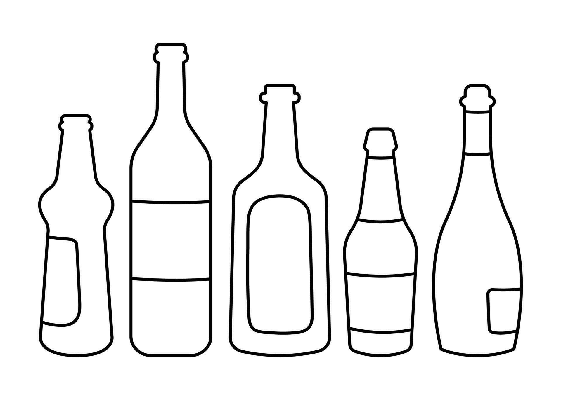 Set of empty alcohol bottles. Simple linear illustrations. 36375491 ... Set of empty alcohol bottles. Simple linear illustrations. 36375491 ...
