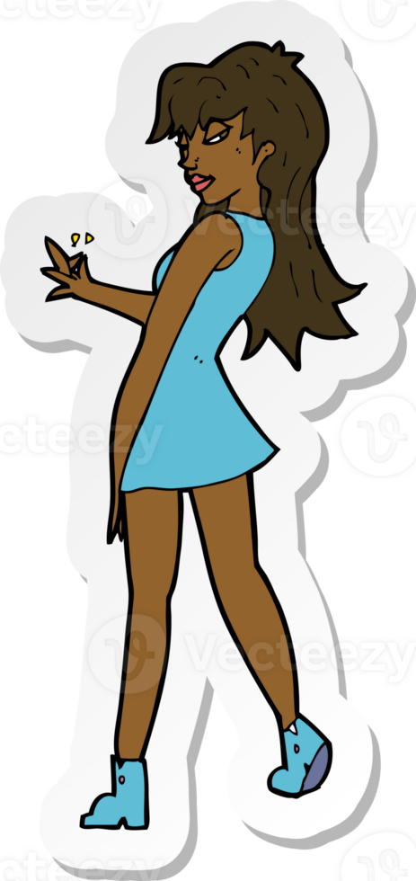 Sticker Of A Cartoon Woman Posing In Dress 36376023 Png