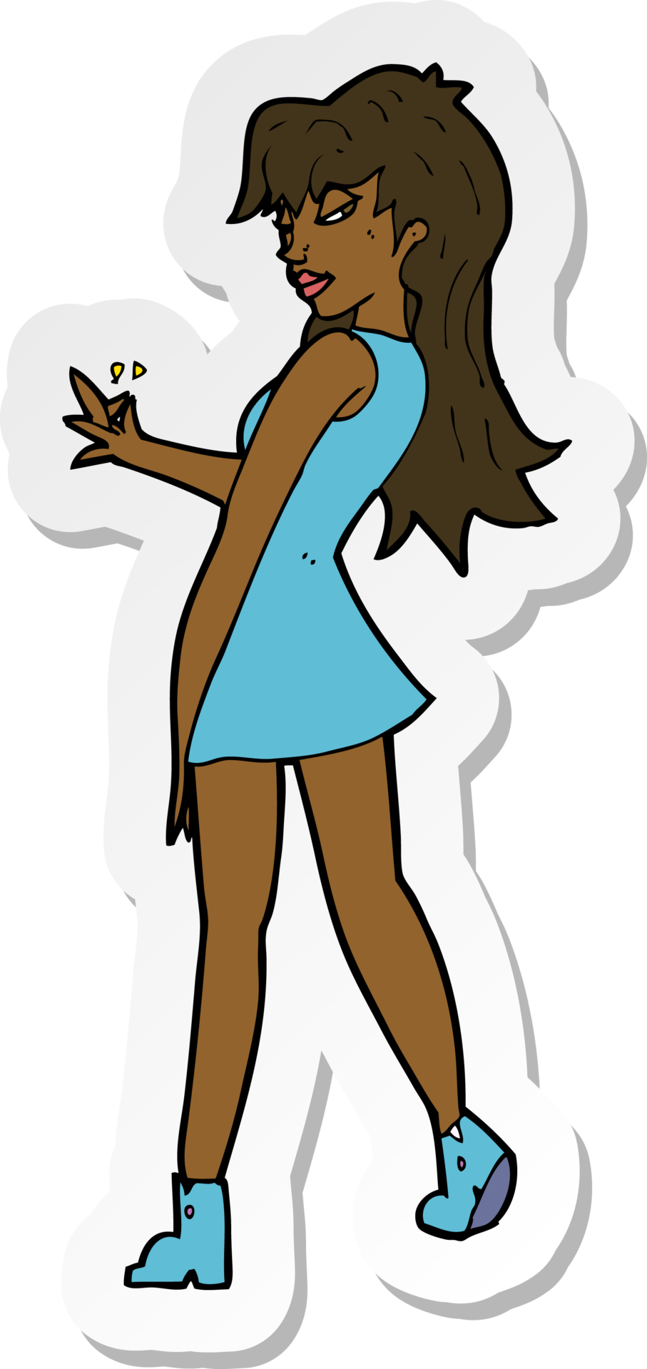 Sticker Of A Cartoon Woman Posing In Dress 36376023 Png