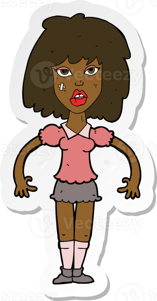 Pegatina De Una Pelea De Chicas De Dibujos Animados 36376157 Png