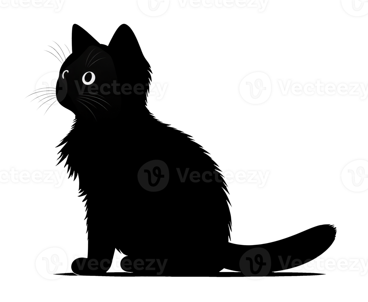 AI generated An isolated black silhouette of a cute cat on a white ...