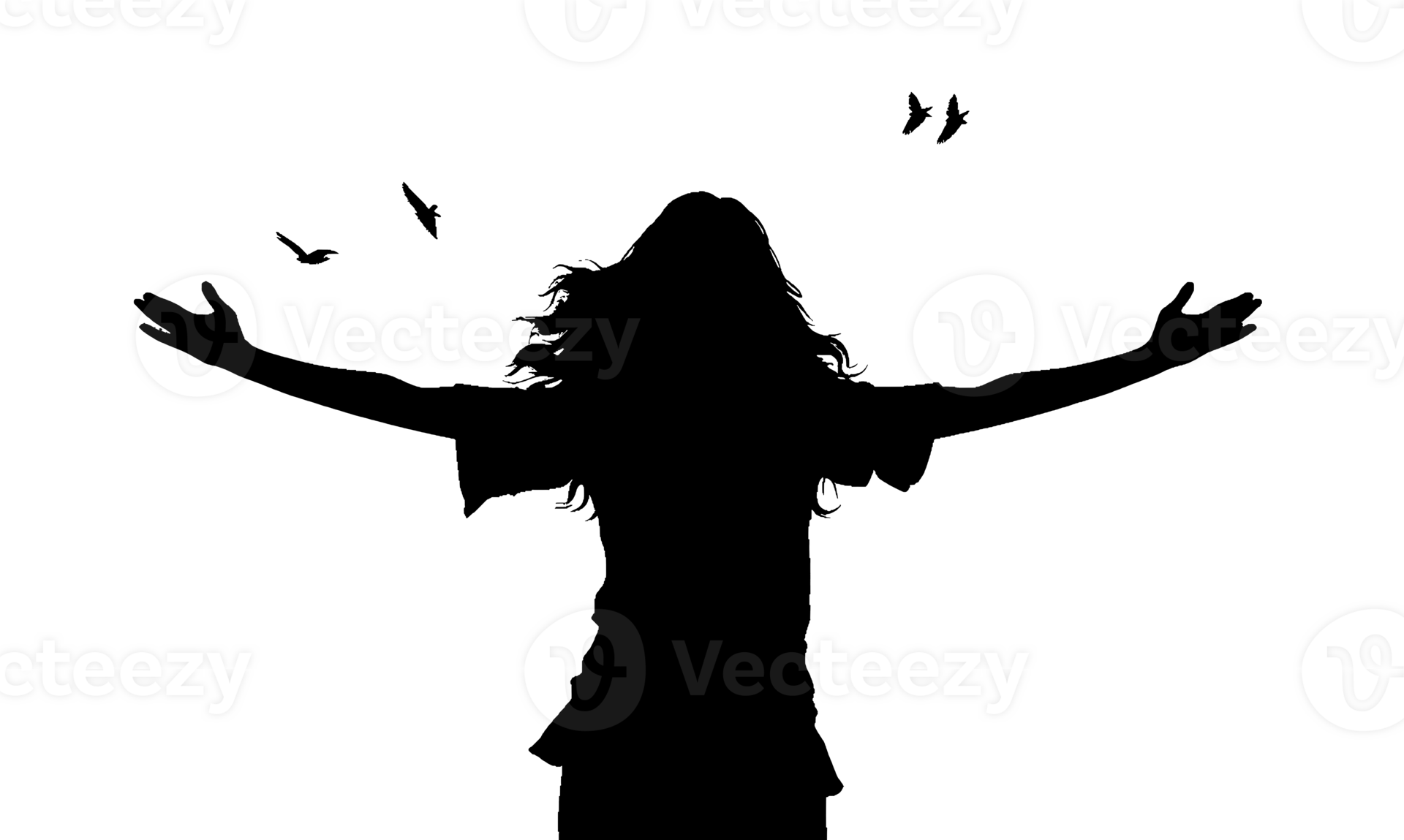 AI generated An isolated black silhouette of a happy woman. AI ...