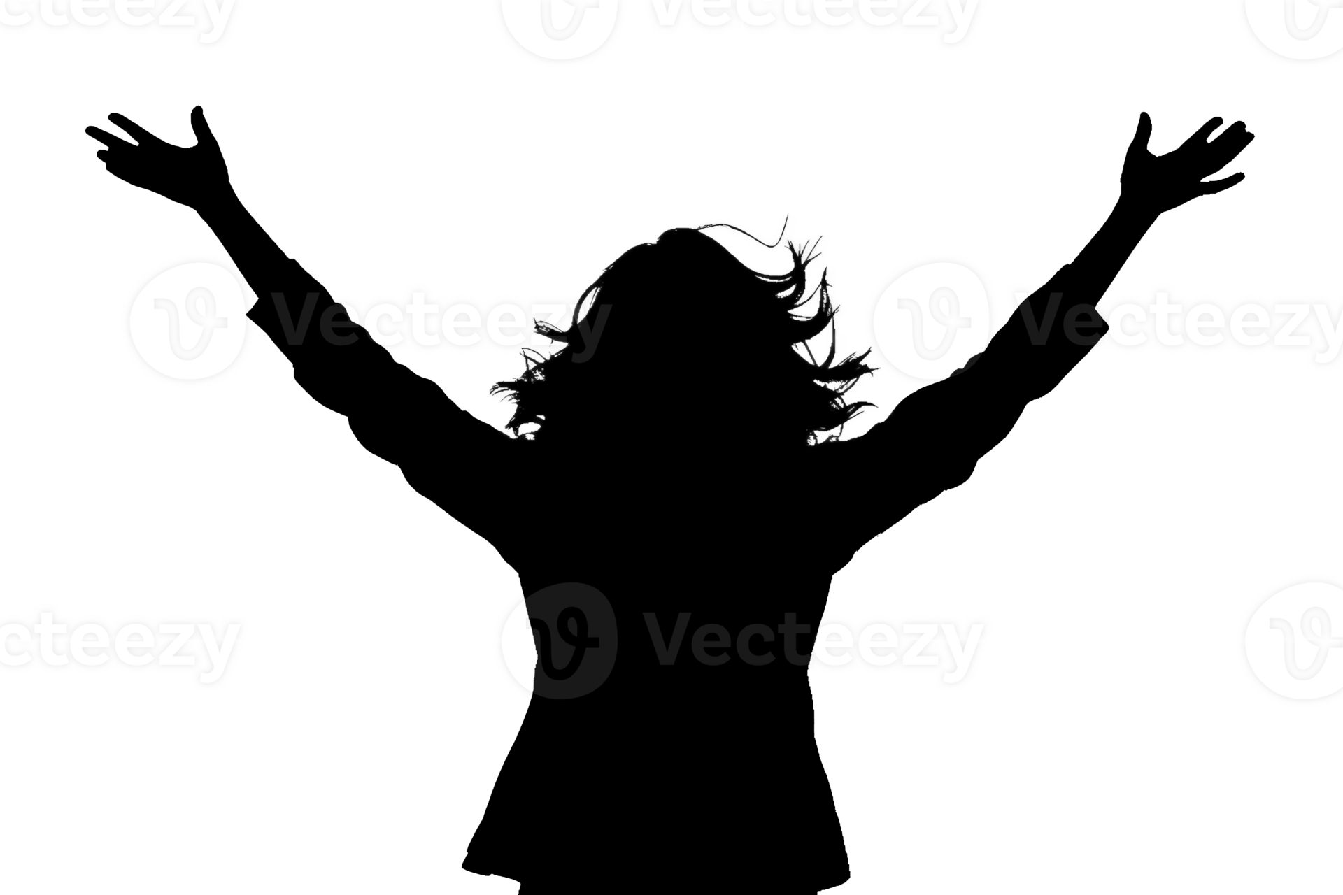 AI generated An isolated black silhouette of a happy woman. AI ...