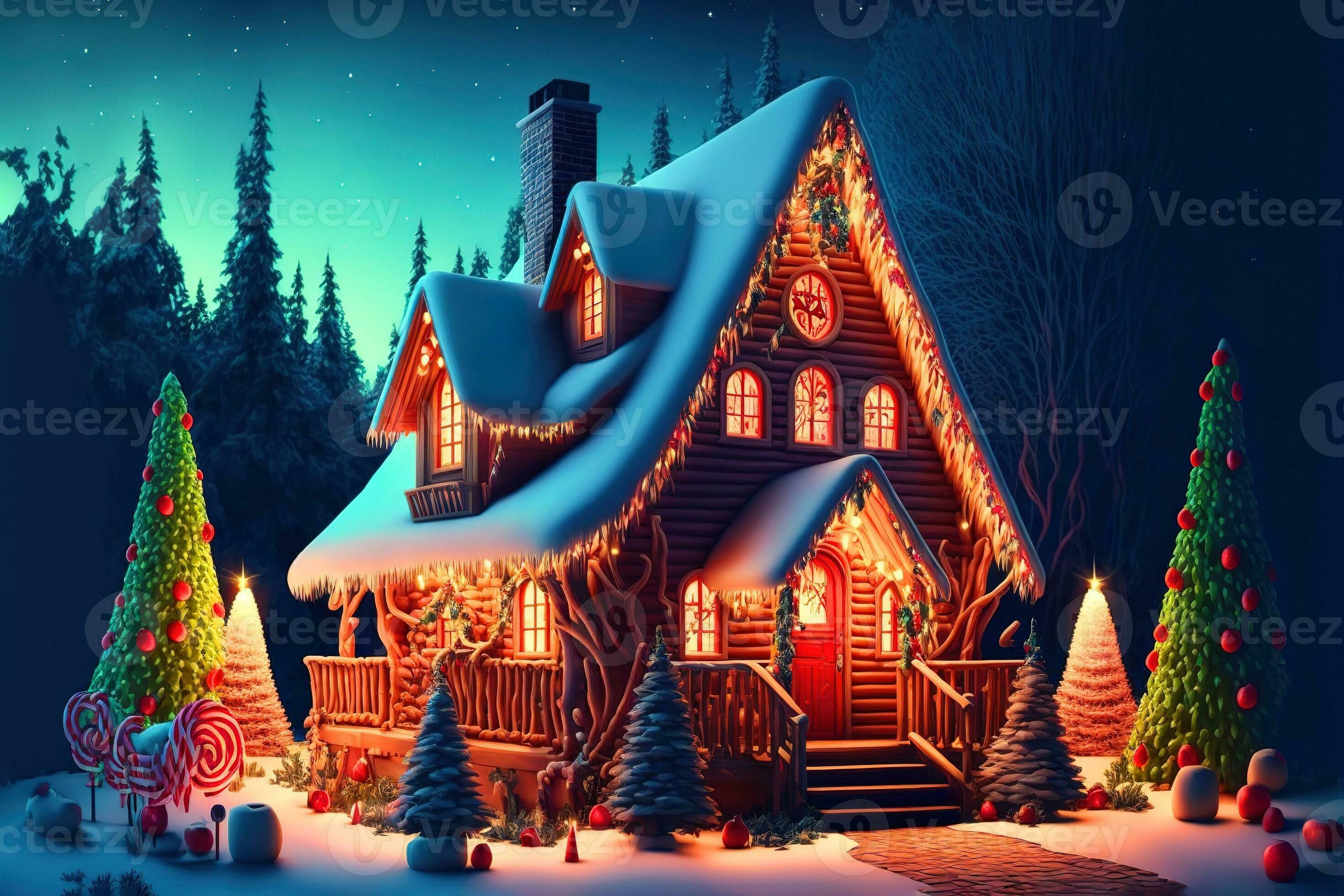 AI generated christmas house with christmas lights and decorations 36379806 Stock Photo at Vecteezy