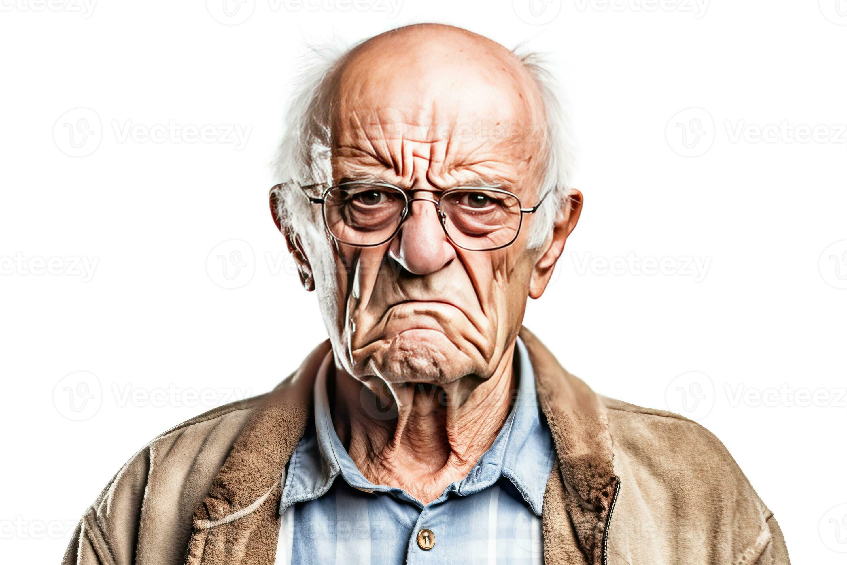 AI generated Portrait of an old man with a gloomy expression on his face, AI generated 36383179 ...
