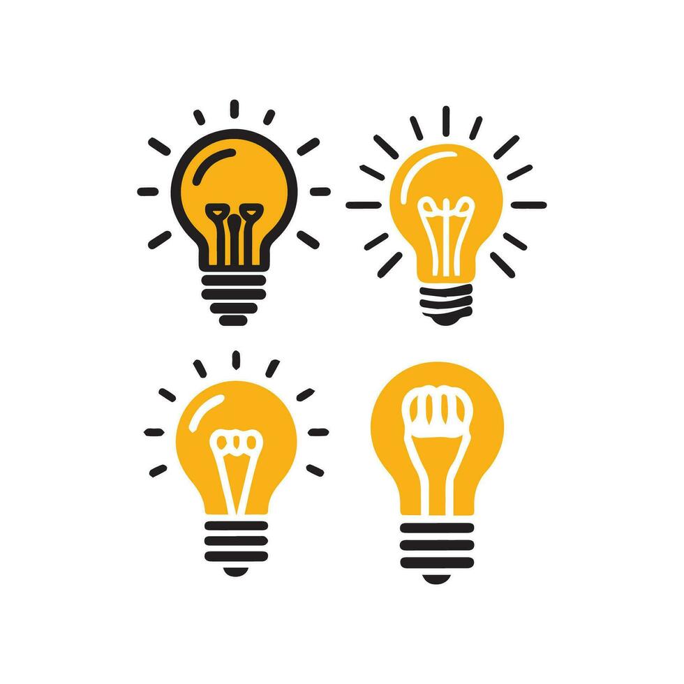 Lightbulb icon on light background. Idea symbol. Electric lamp, light, innovation, solution ...