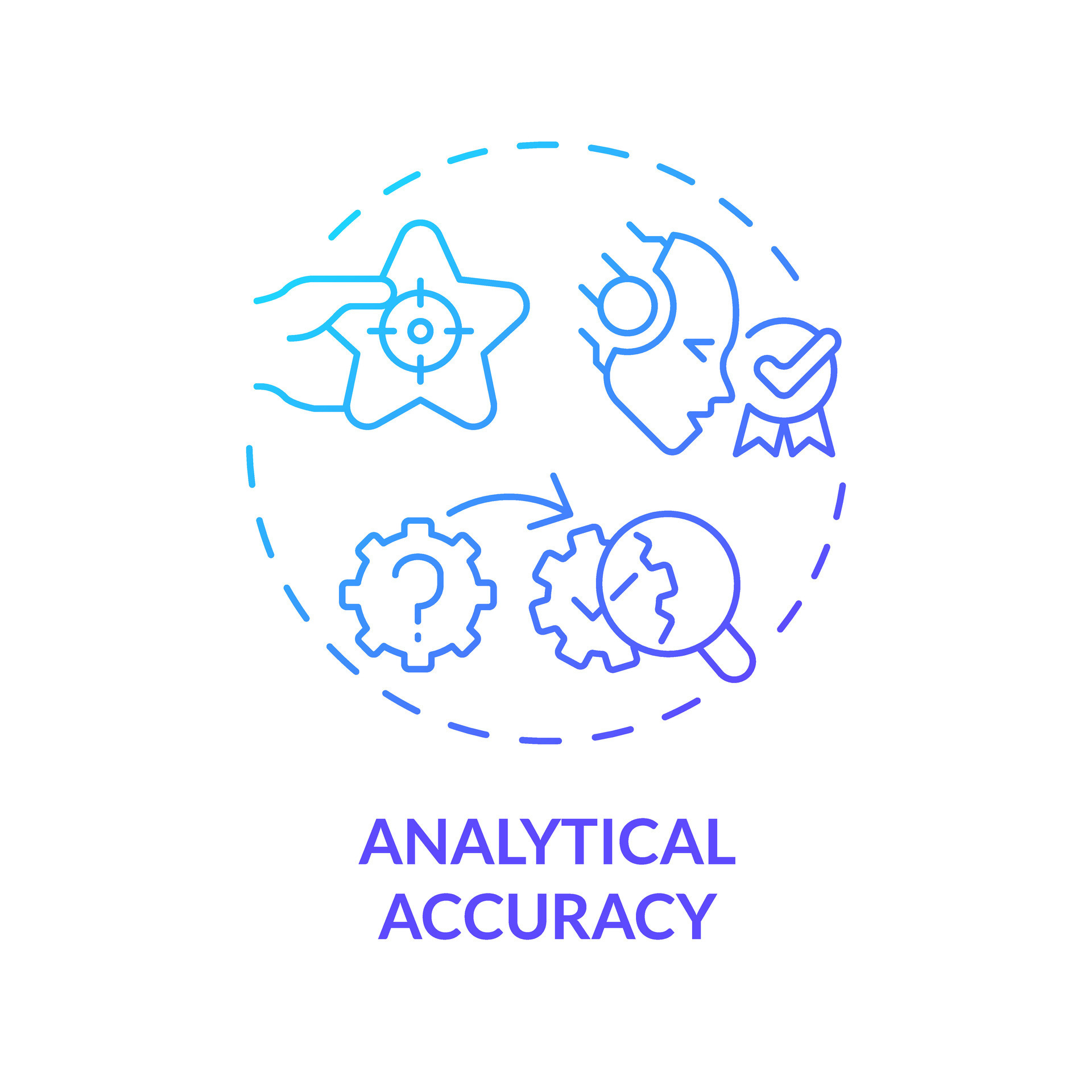 2d Gradient Analytical Accuracy Icon Creative Isolated Vector Thin Line Blue Illustration