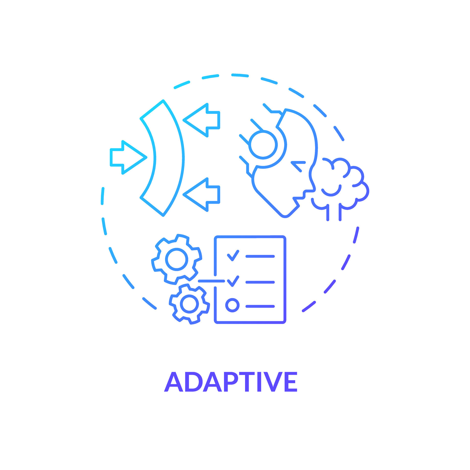 2D gradient adaptive icon, creative isolated vector, thin line blue ...