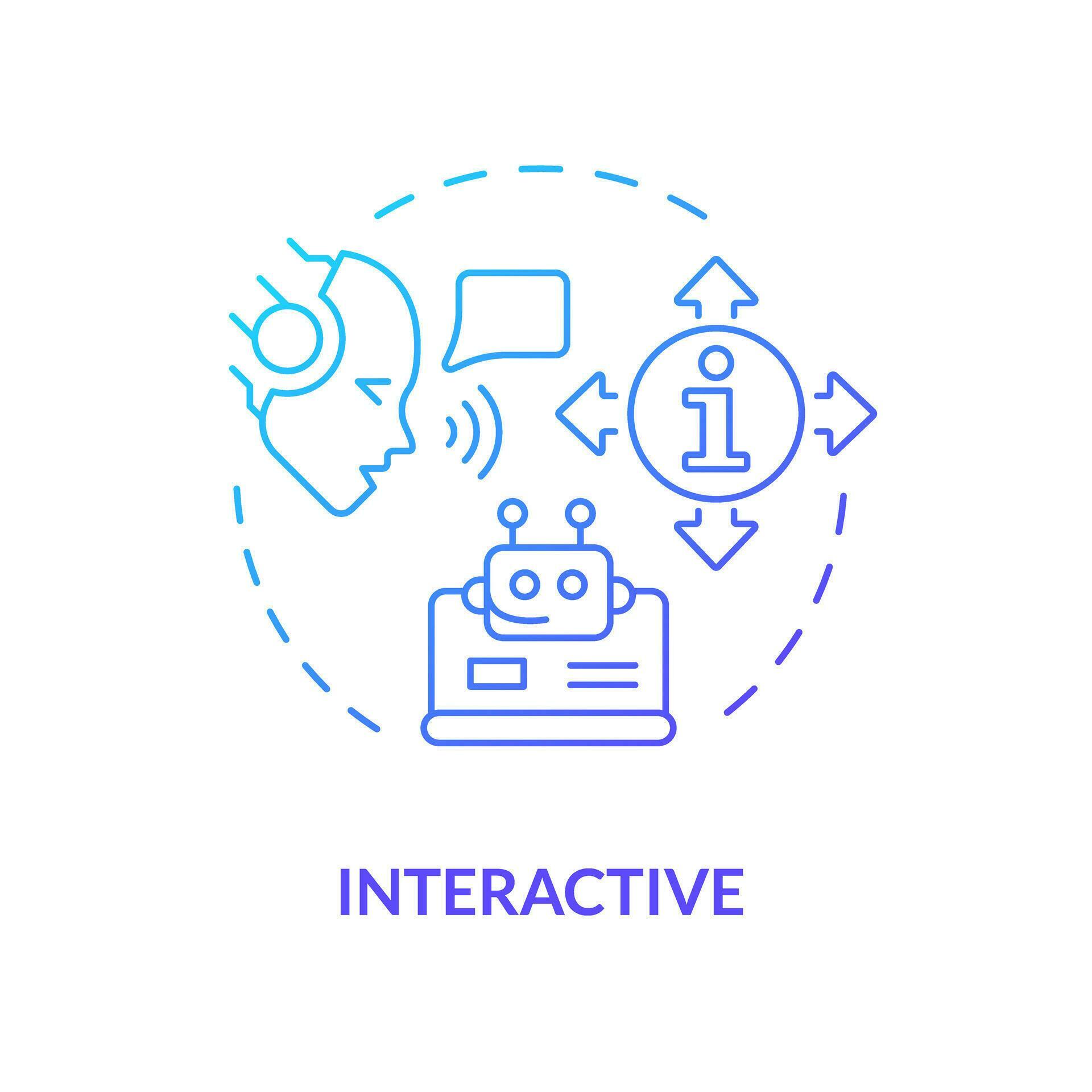 2D gradient interactive icon, creative isolated vector, thin line blue illustration representing ...