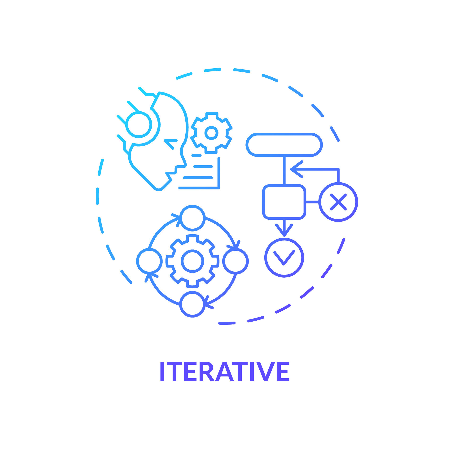 2d Gradient Iterative Icon Creative Isolated Vector Thin Line Blue