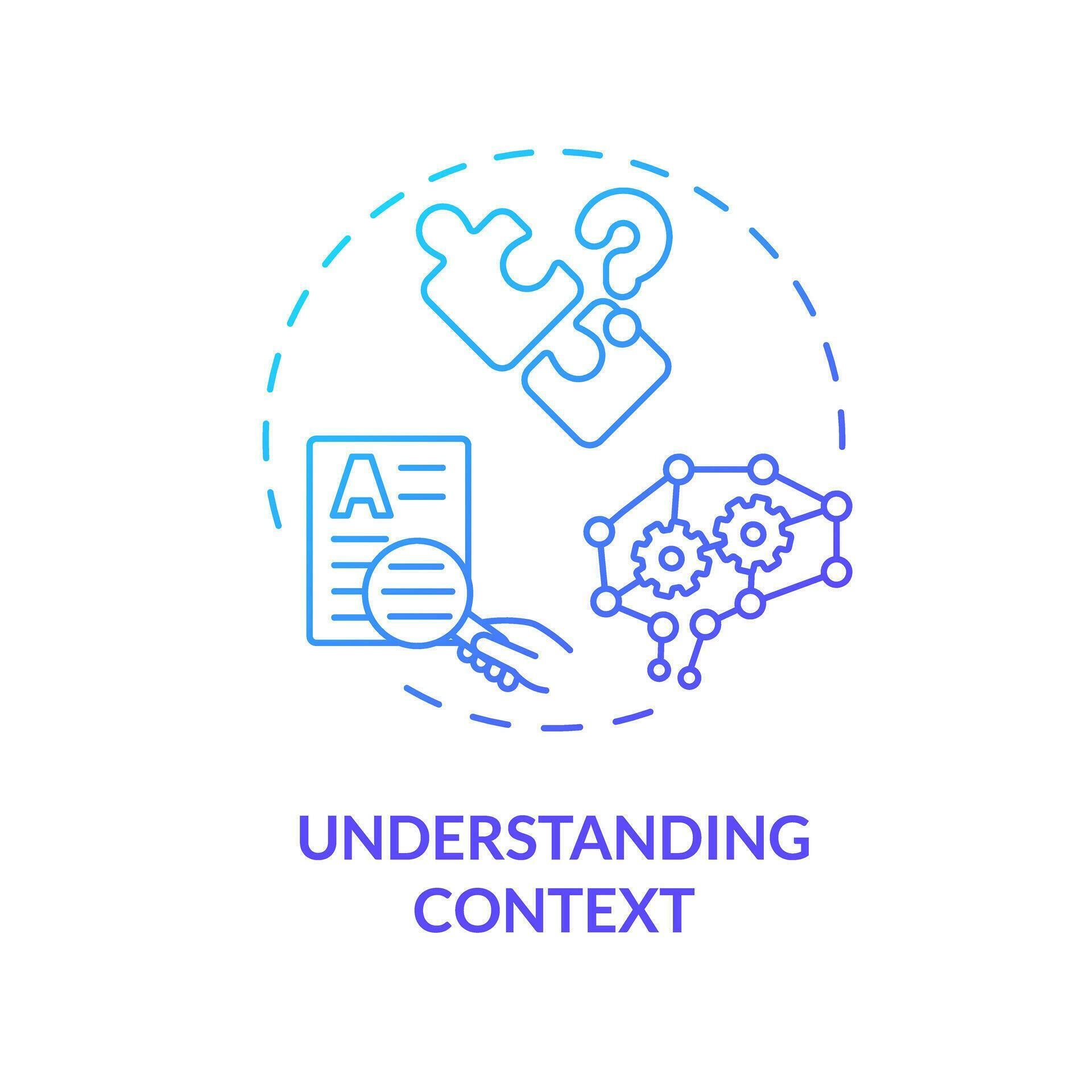 2D gradient understanding context icon, creative isolated vector, thin line blue illustration ...
