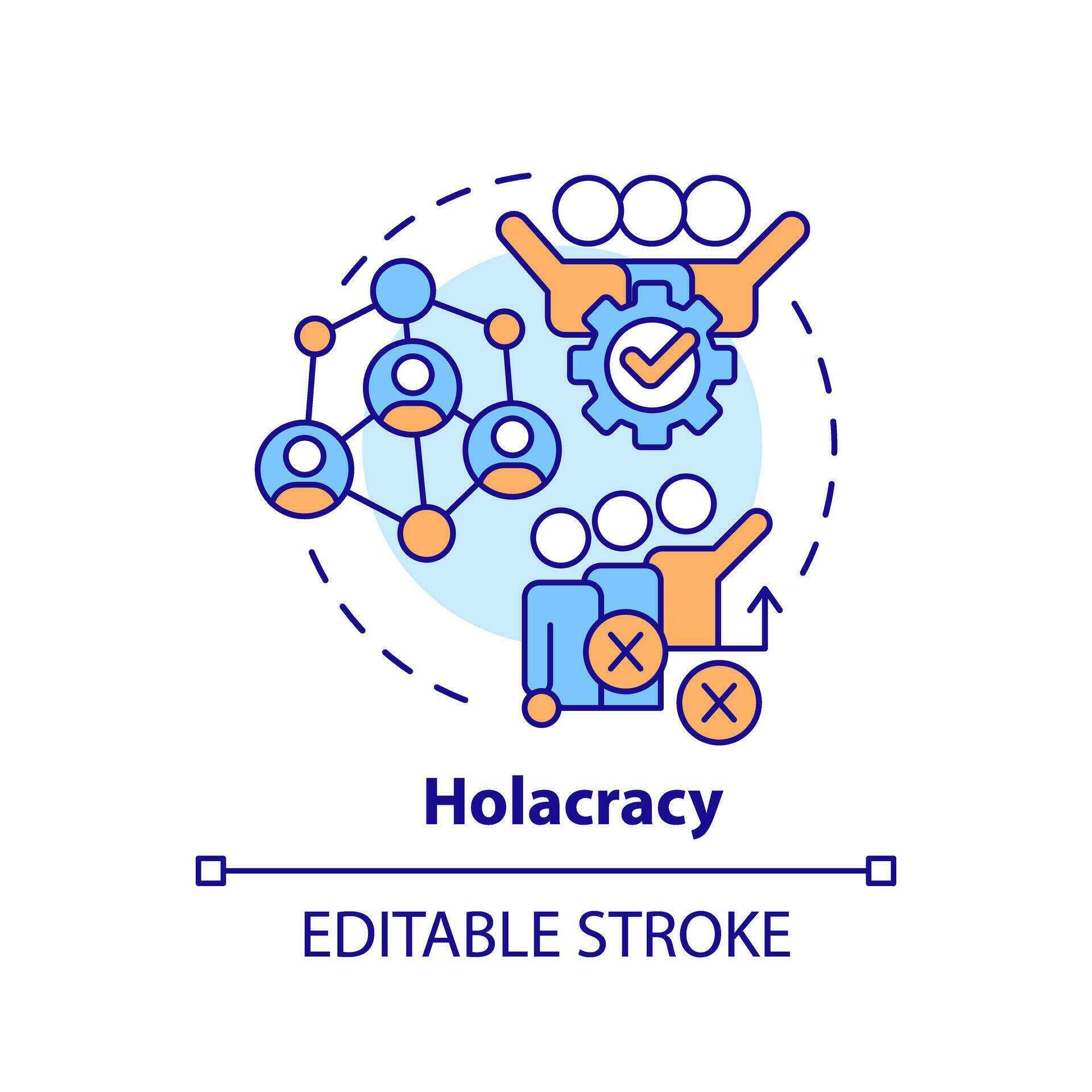 2D editable multicolor holacracy icon, simple isolated vector, thin ...