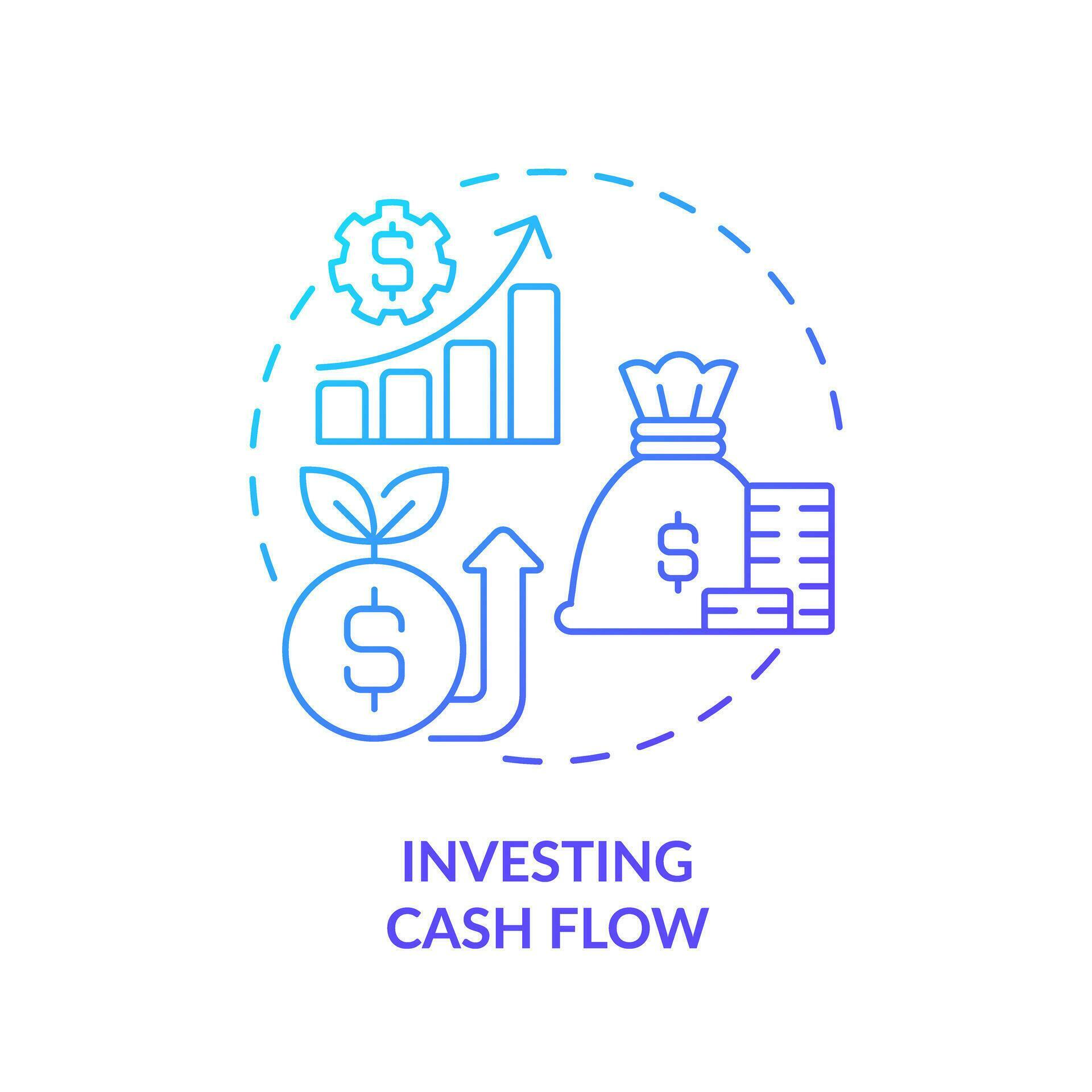2d Gradient Investing Cash Flow Icon Simple Isolated Vector Blue Thin