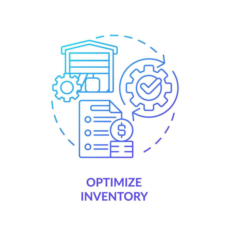 2D gradient optimize inventory icon, simple isolated vector, blue thin line illustration ...