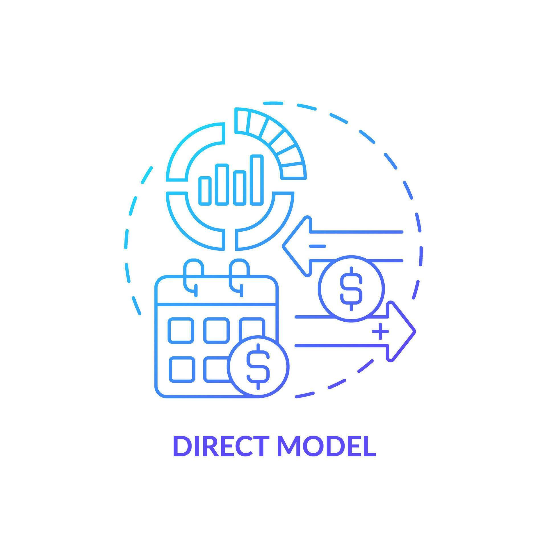 2d Gradient Direct Model Icon Simple Isolated Vector Blue Thin Line