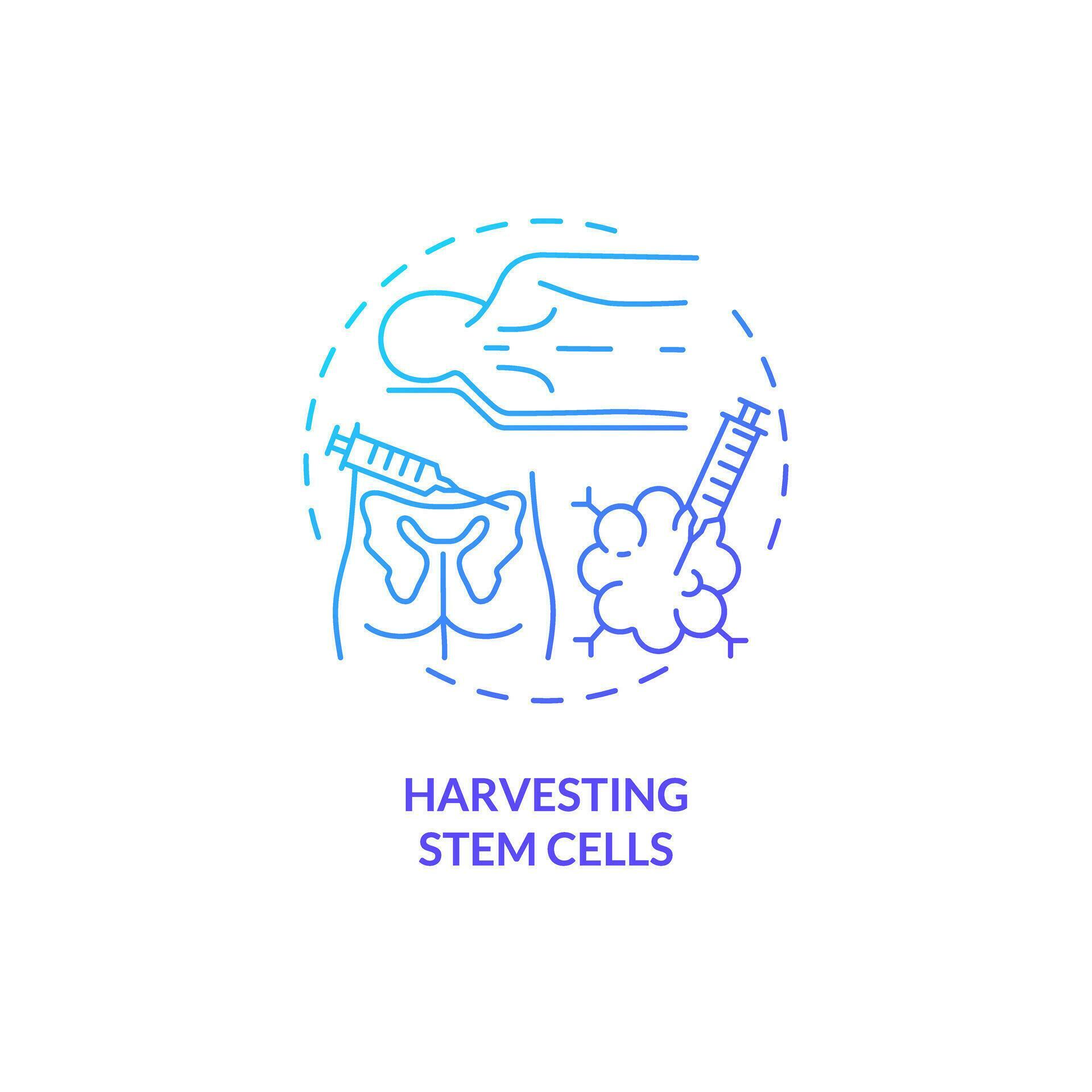 2d Gradient Harvesting Stem Cells Icon Simple Isolated Vector Thin Line Blue Illustration