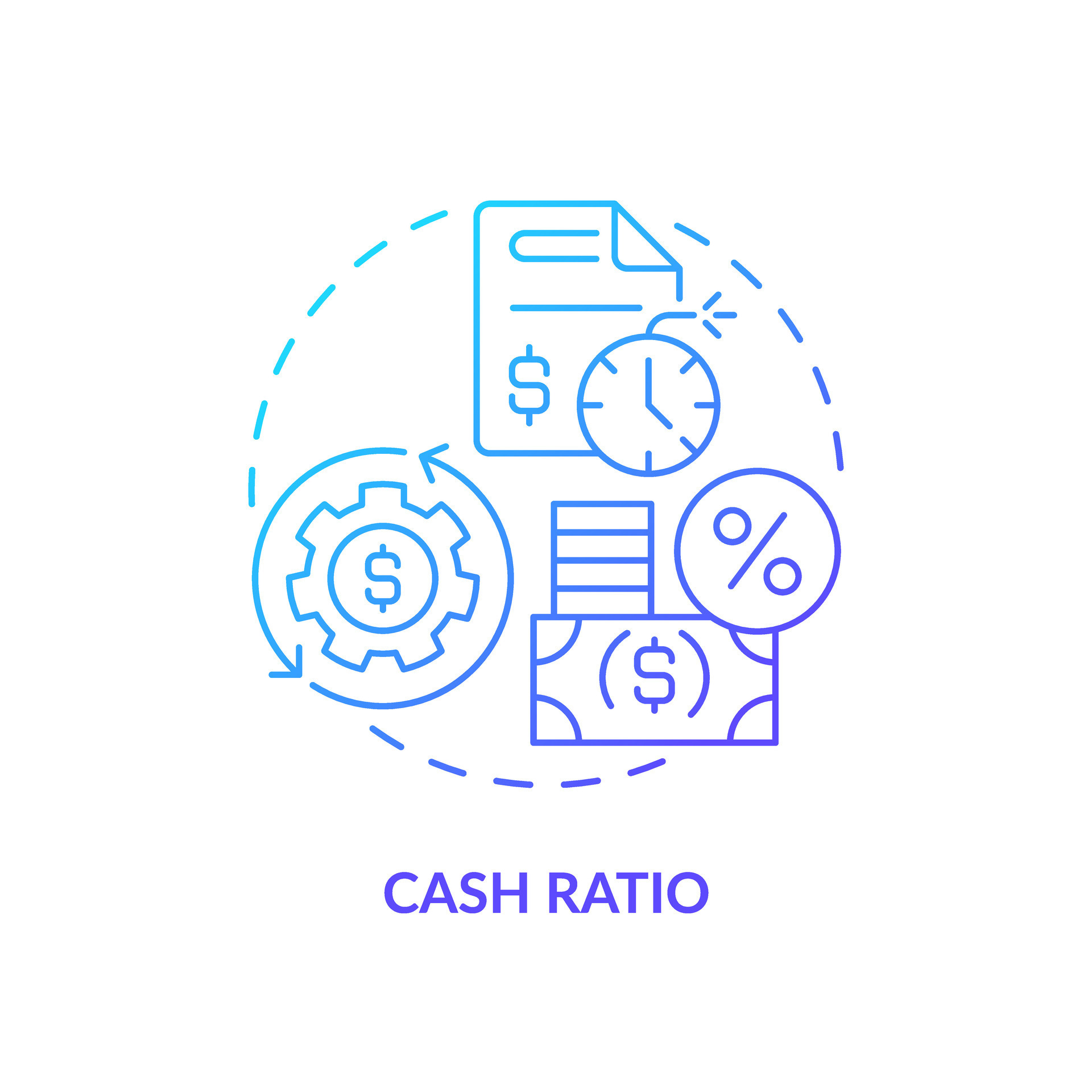 2D gradient cash ratio icon, simple isolated vector, blue thin line ... 2D gradient cash ratio icon, simple isolated vector, blue thin line ...