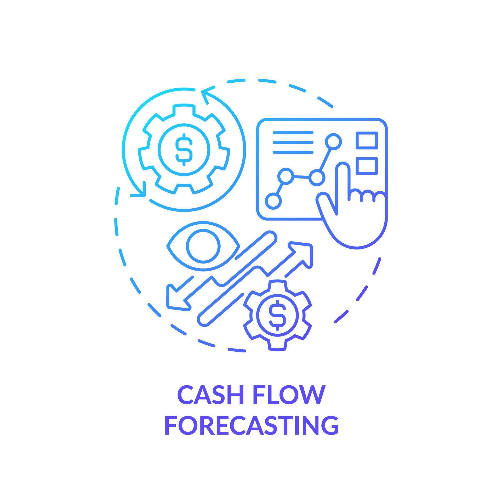 2d Gradient Cash Flow Forecasting Icon Simple Isolated Vector Blue Thin Line Illustration