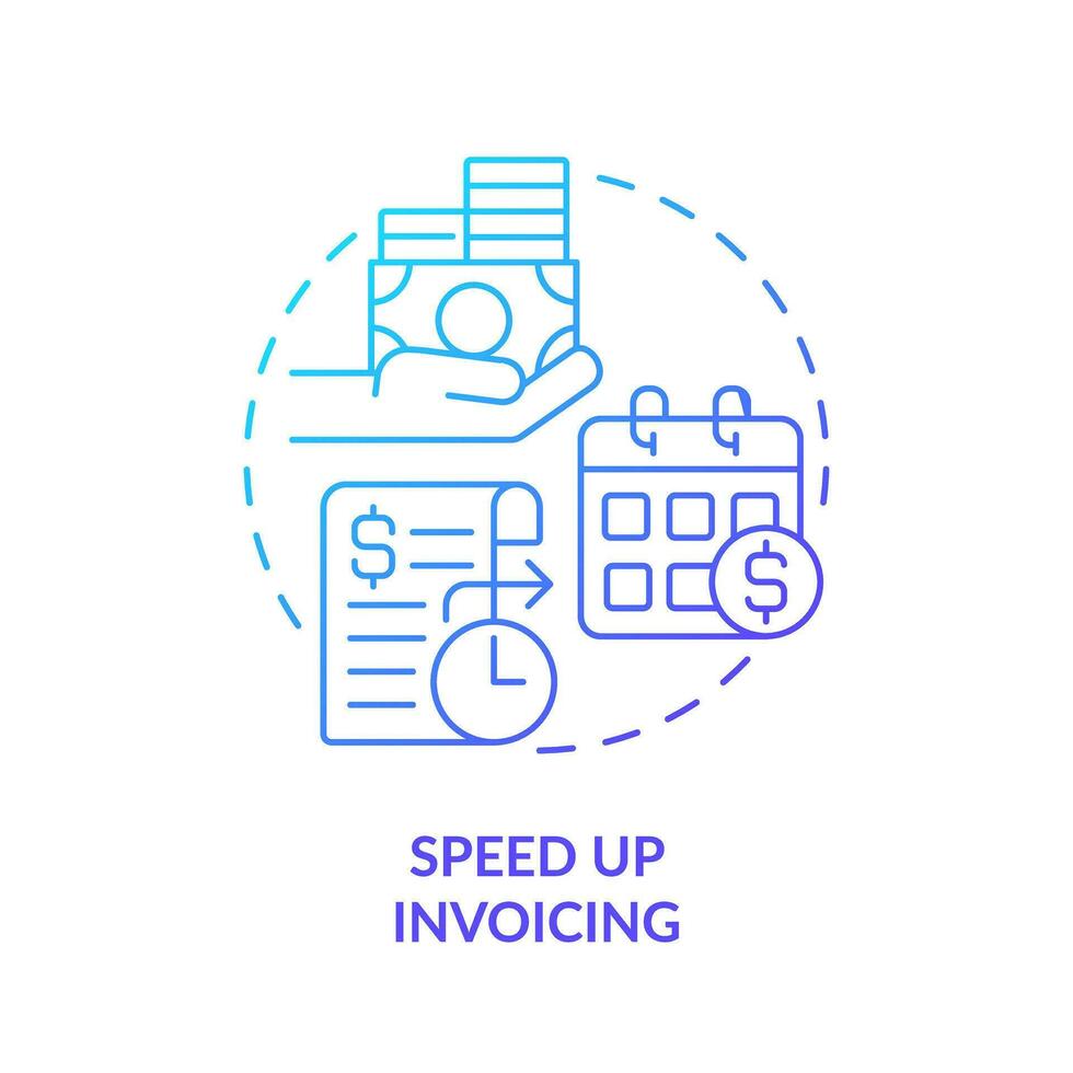 2d Gradient Speed Up Invoicing Icon Simple Isolated Vector Blue Thin