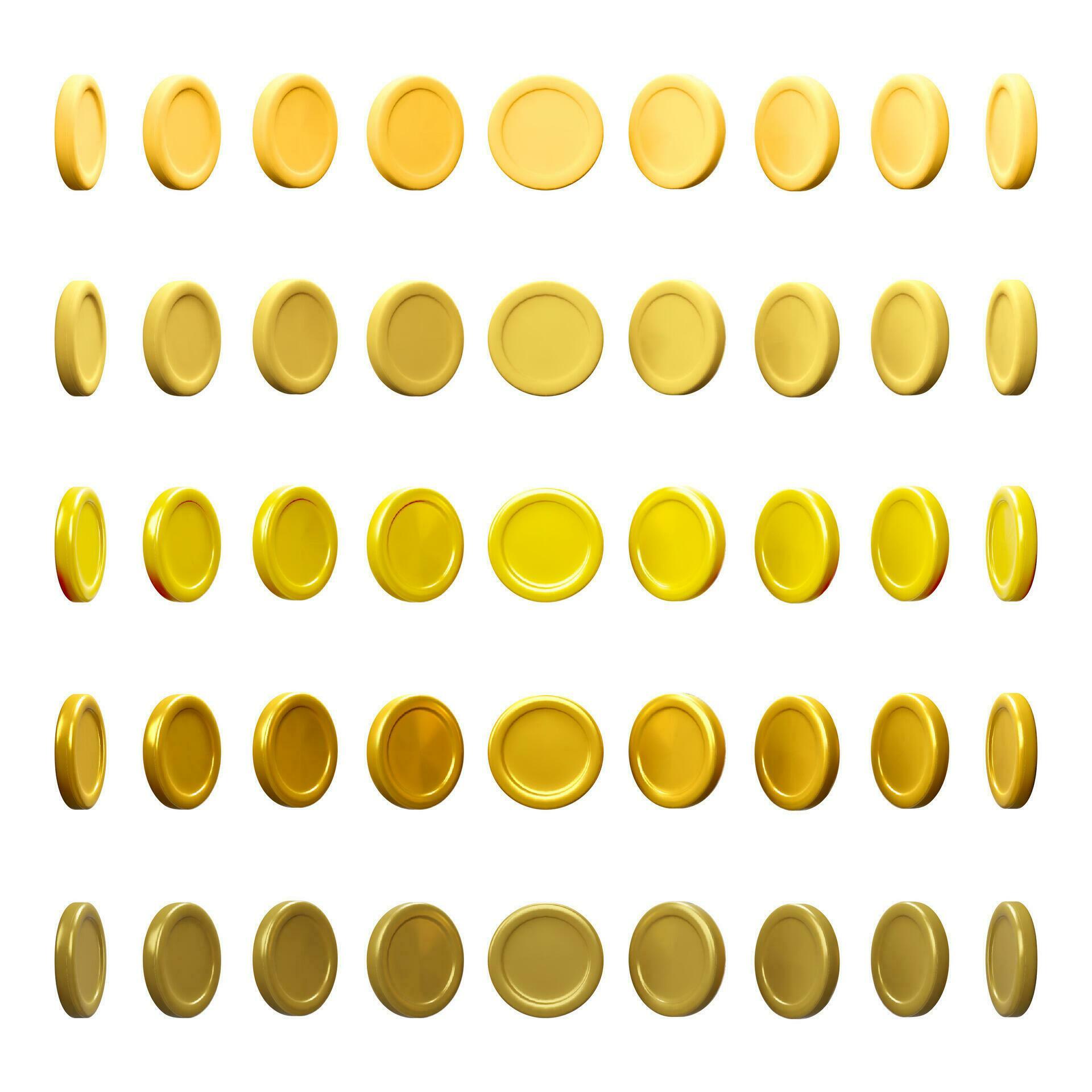 Set of 3d gold coin. Realistic gold coin on white background. Vector ...