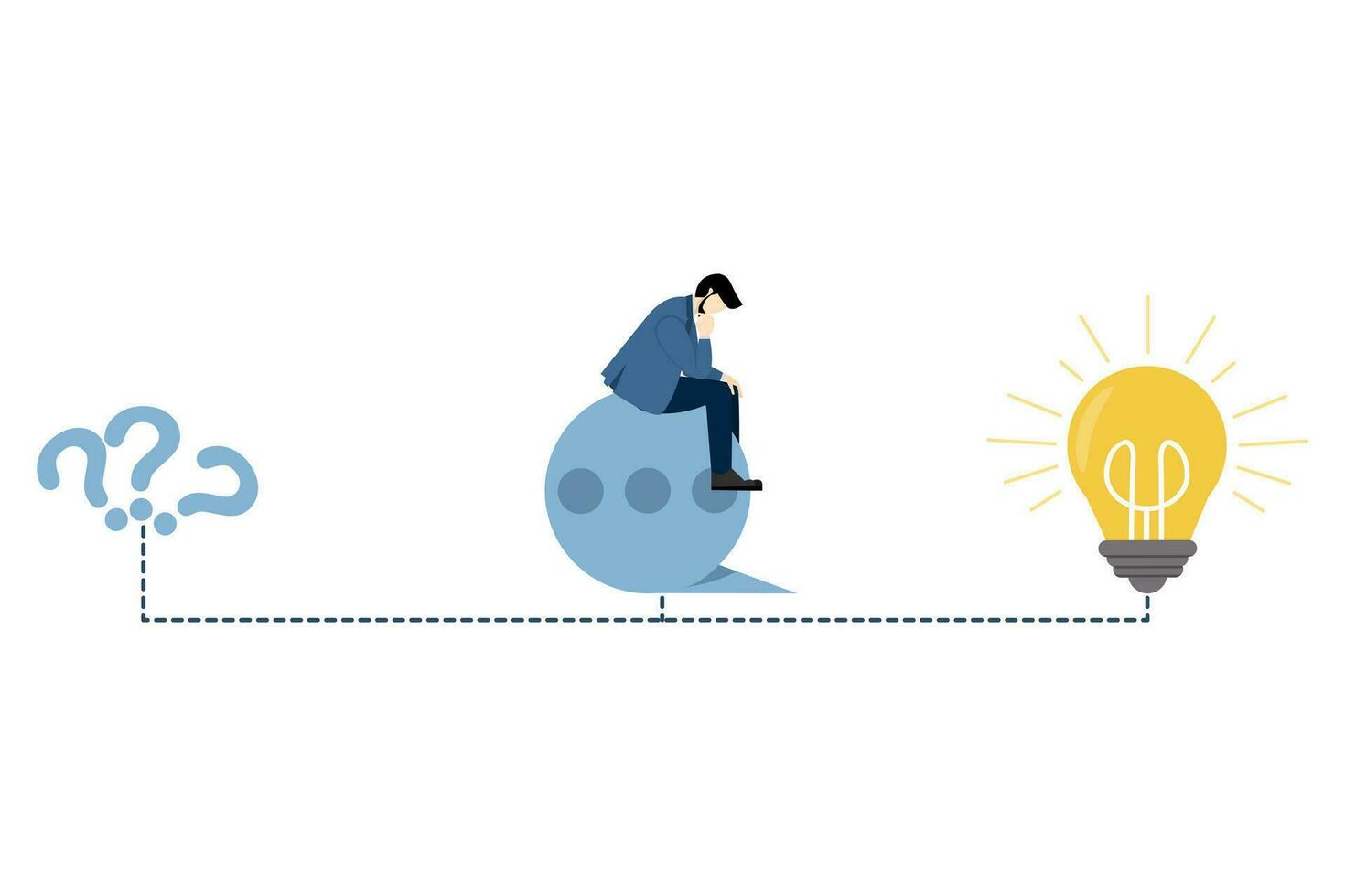 Businessman Thinking Bubble Connecting Question Mark With Light Bulb Solution Problem Solving