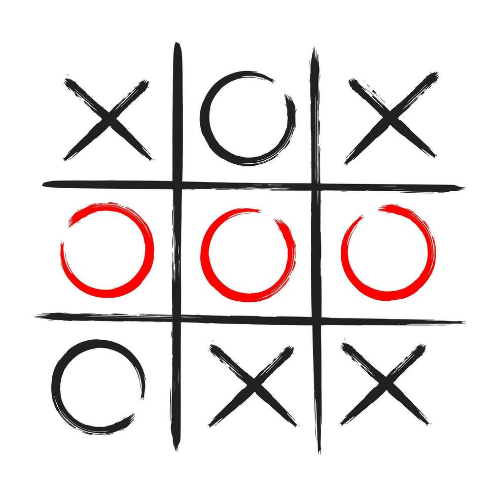 Tic tac toe xo game hand drawn grid doodle template vector illustration. 36387472 Vector Art at ...