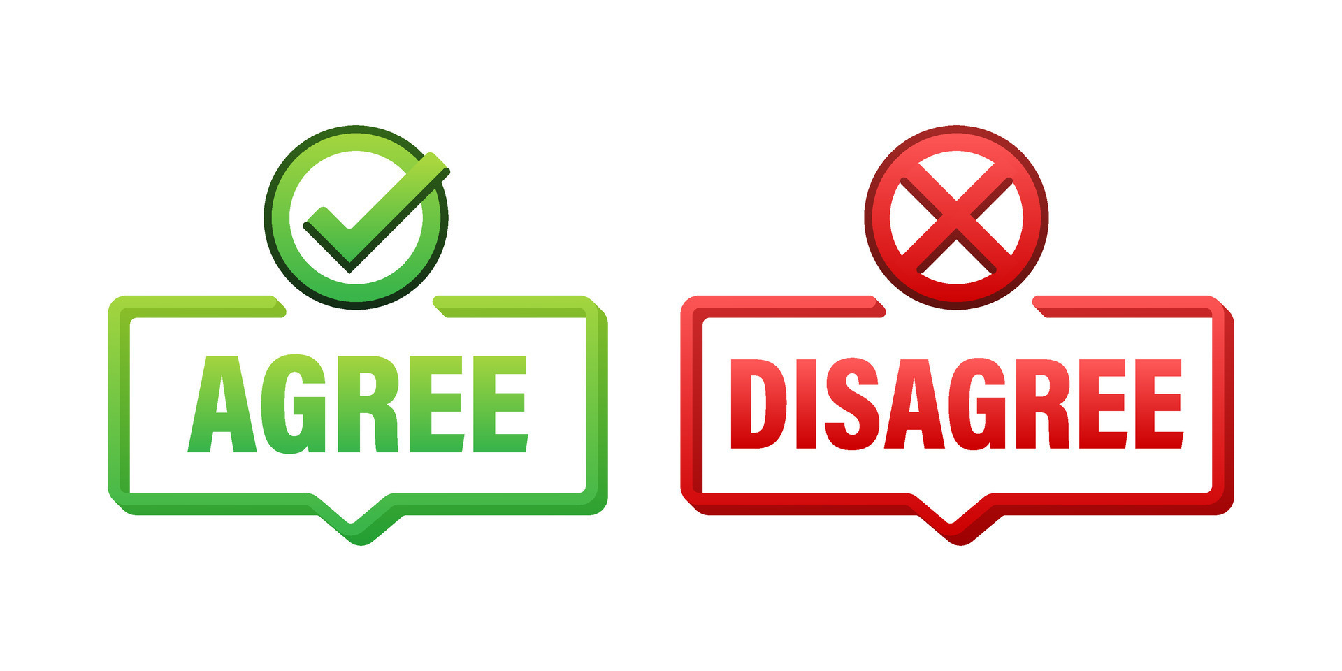 Agree and Disagree Concept Bubbles Vector Illustration with Checkmark and Cross Icons 36391701 ...