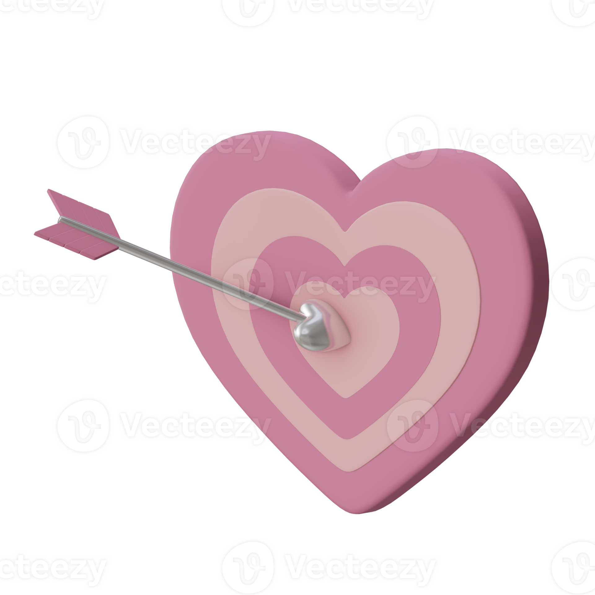 Pink Heart Shape Target With Arrow 3d Icon Isolated Happy Valentines Day 14 February Concept 5876