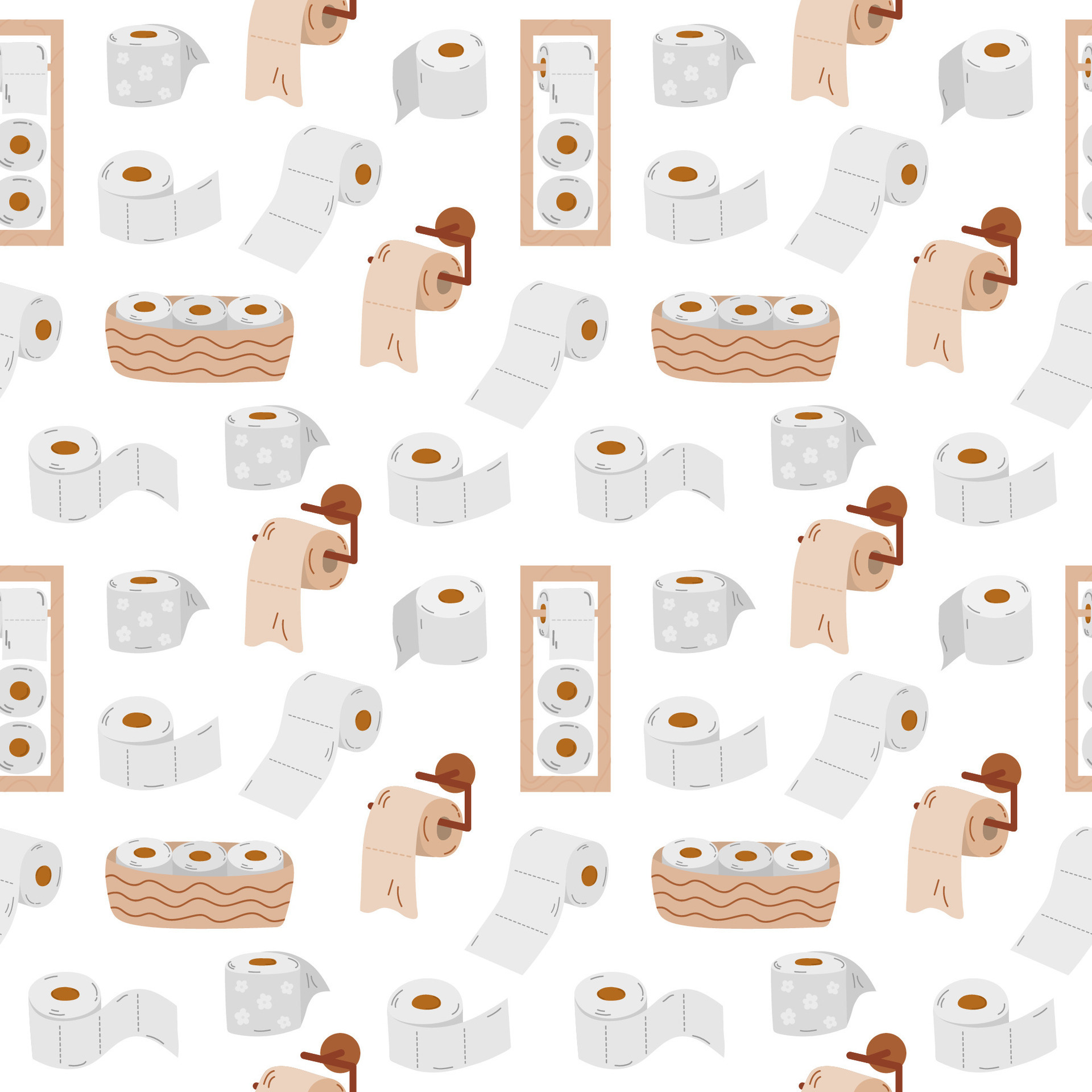 Toilet Paper Seamless Pattern In Cartoon Style 36391998 Vector Art At