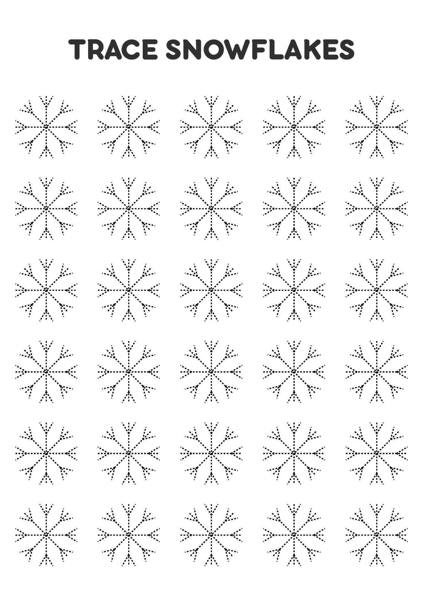 Trace snowflakes. Worksheets for kids. Preschool education. 36392524 ...
