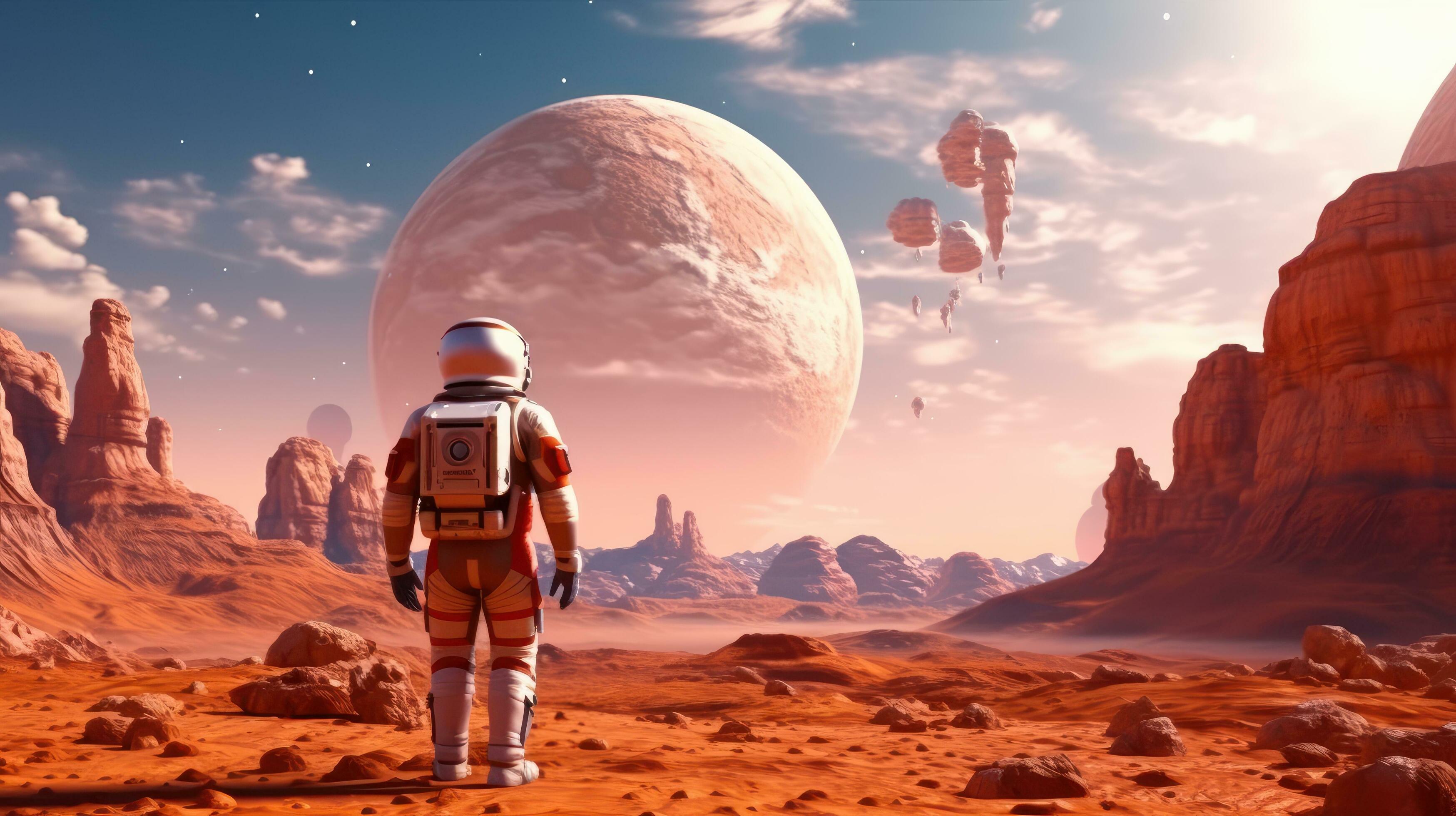 AI generated An astronaut exploring the moon. Science fiction, Space ...