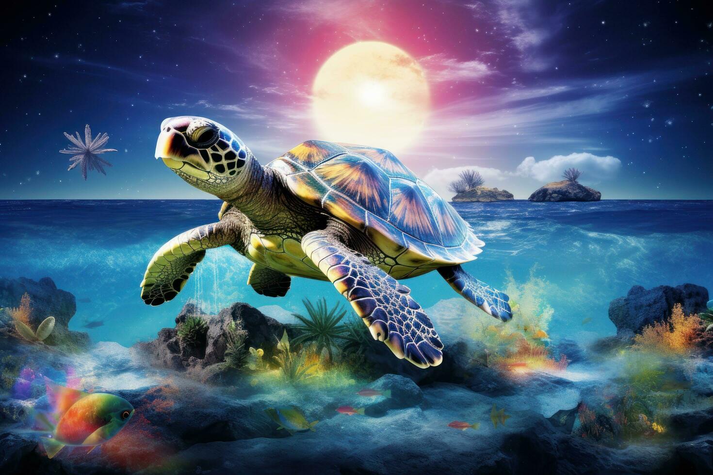 AI generated Beautiful turtle background. Abstract turtle art ...