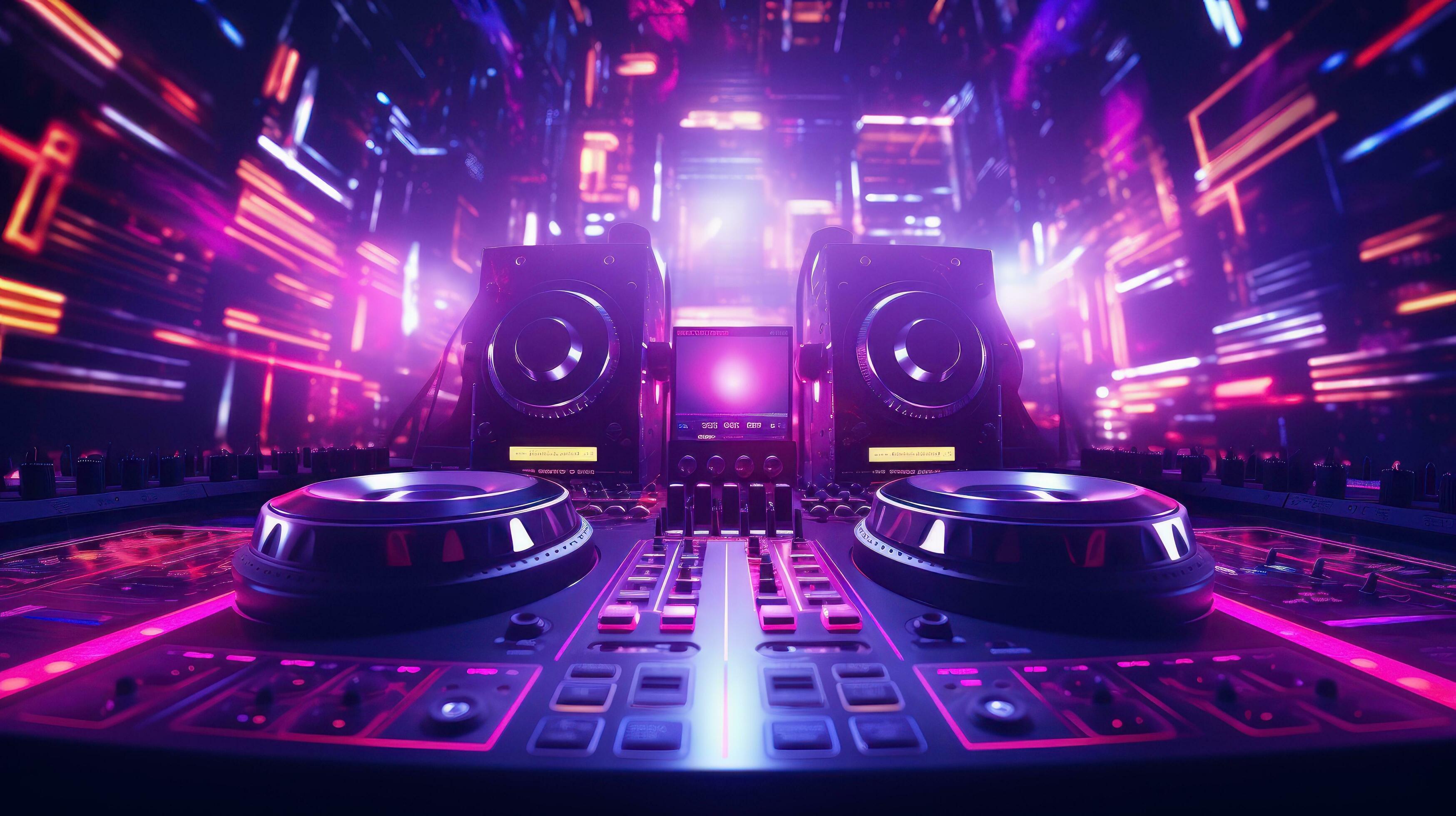 AI generated Electronic Dance Music EDM Background. Electro Sound Poster, Techno Dance Banner ...