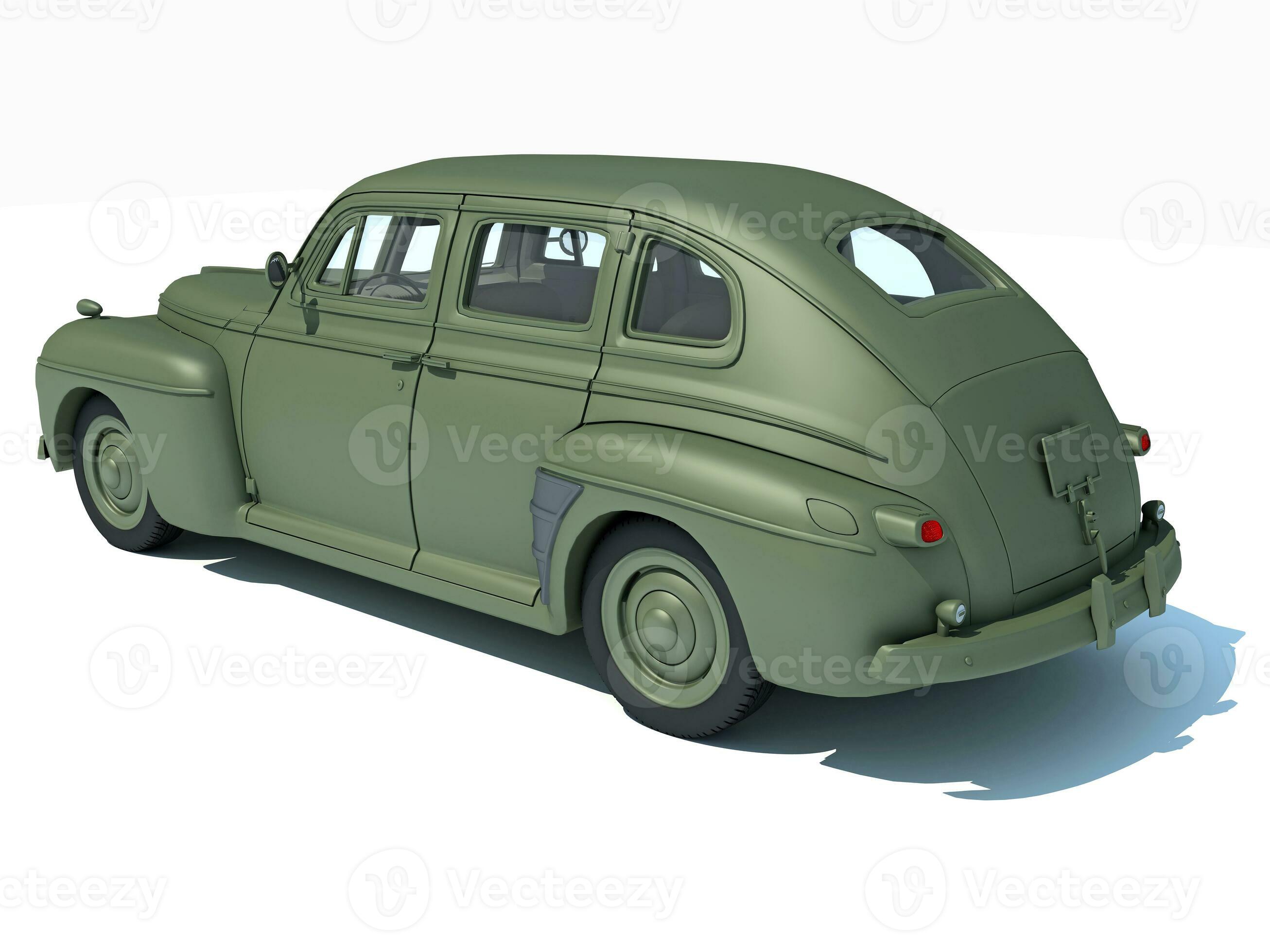 vintage Old car 3D rendering on white background 36396617 Stock Photo ...
