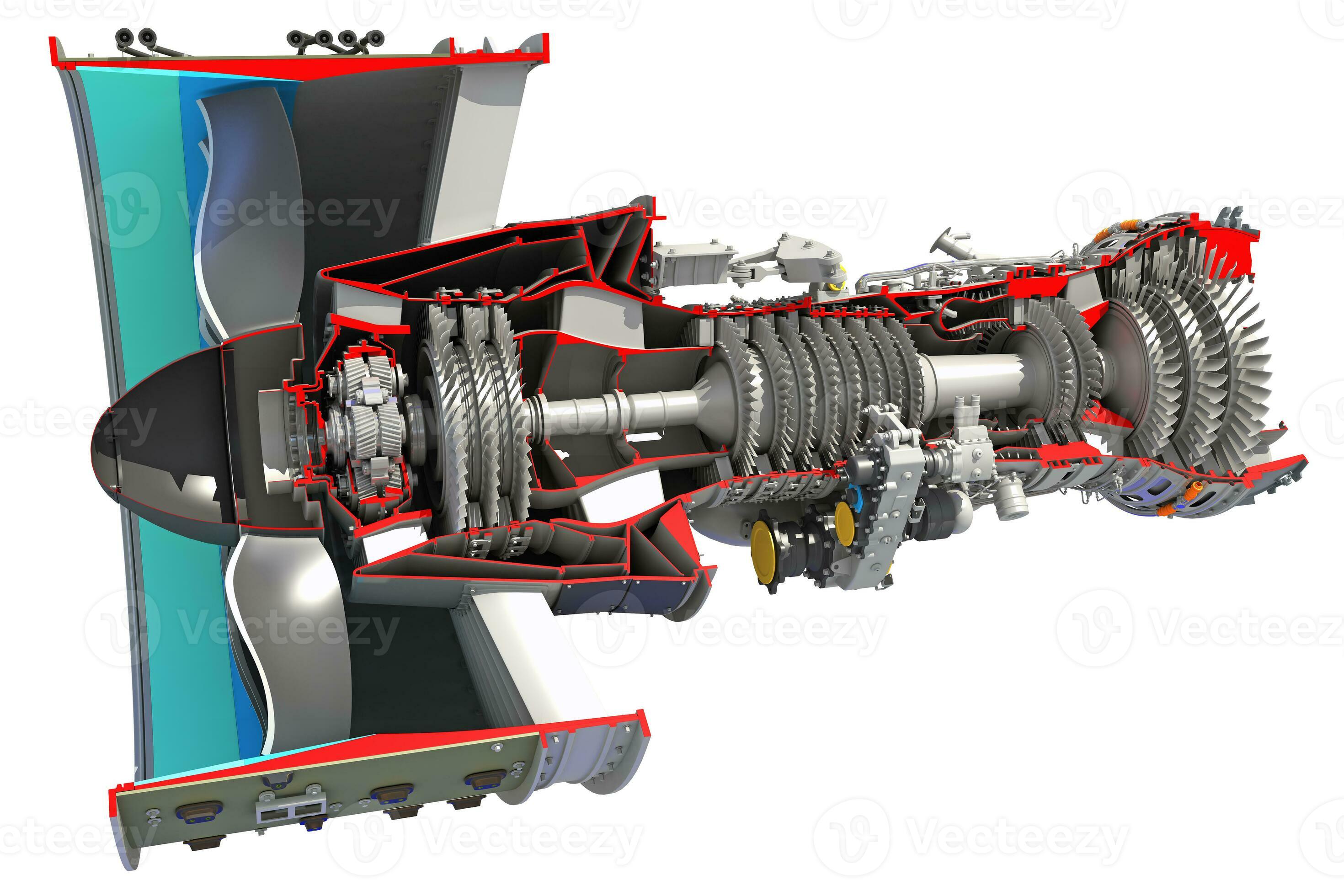 Cutaway Turbofan Aircraft Engine Sectioned 3D rendering 36401052 Stock Photo at Vecteezy