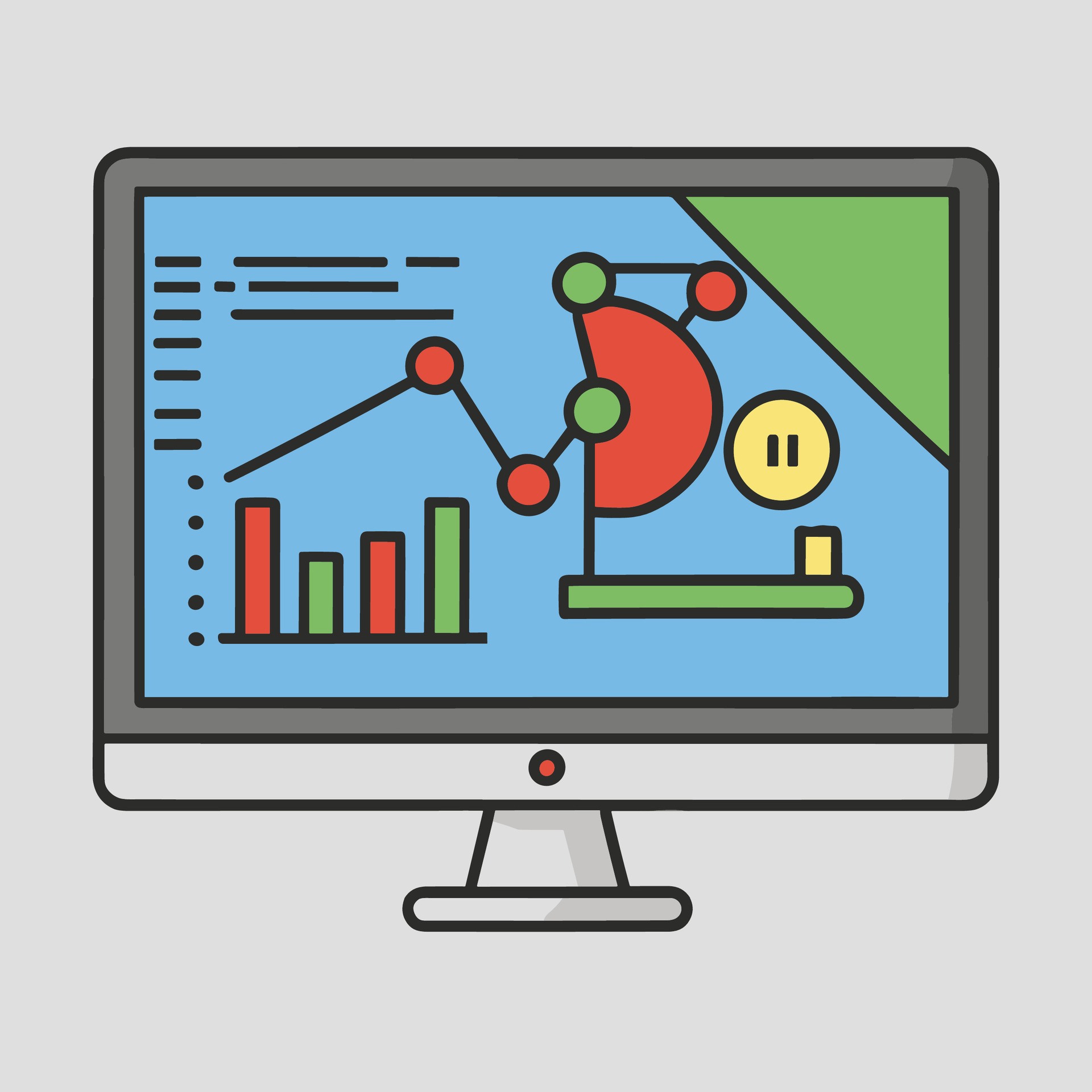 a computer monitor with a graph on it 36408237 Vector Art at Vecteezy