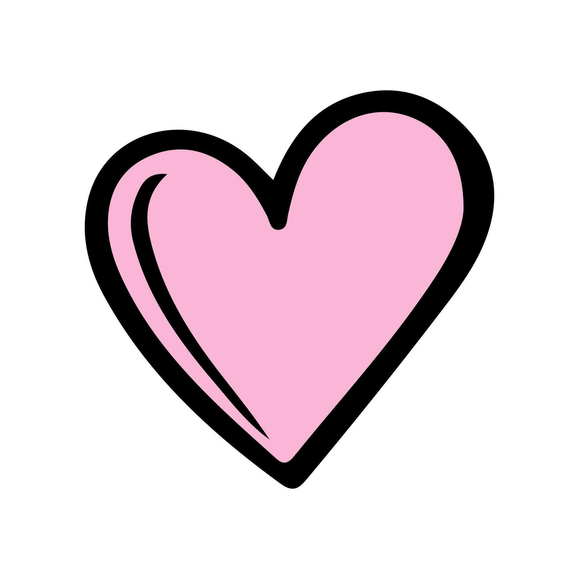Pink Doodle Heart Isolated On White Background Hand Drawn Love Heart